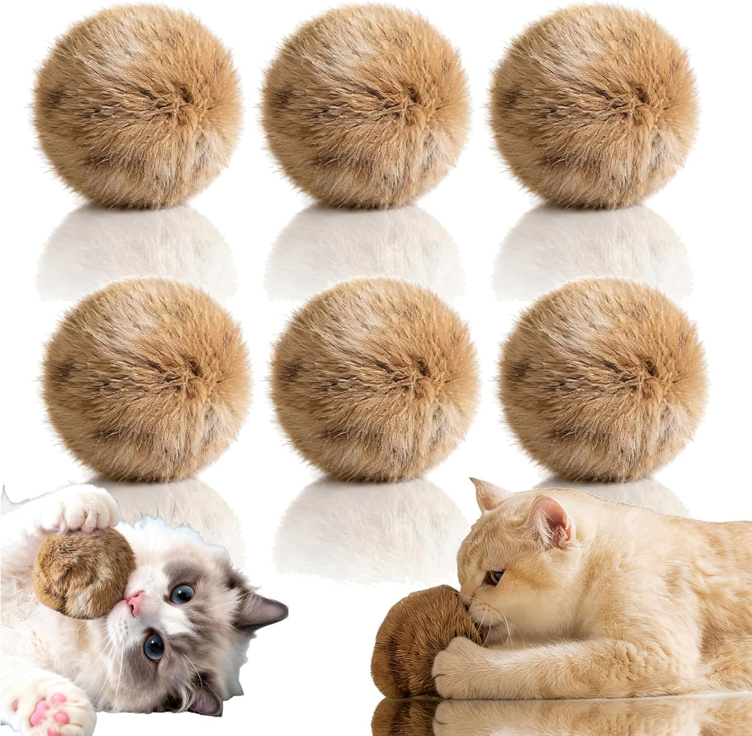 Rabbit Hair Ball Cat Toy, Furry Catnip Toy Ball Soft, Washable & Fun to ...