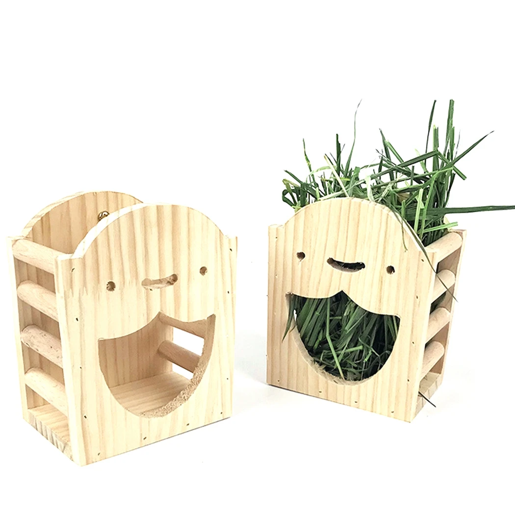 Rabbit Hay Feeder Chinchilla Rabbit Food Dispenser Wooden Cute Shape ...
