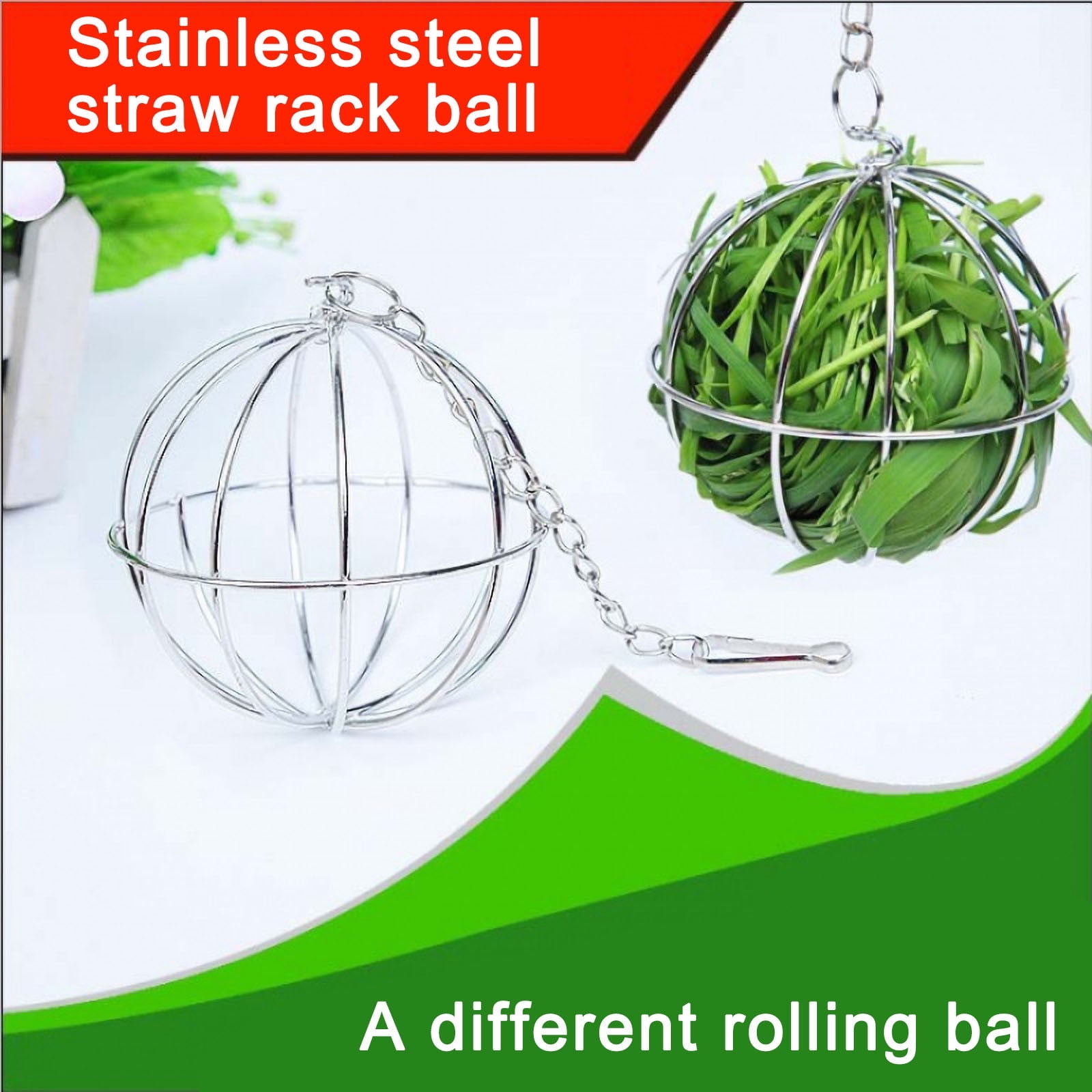 Rabbit Hay Feeder, Grass Play Hay Ball Chew Toy Stainless Steel Food ...