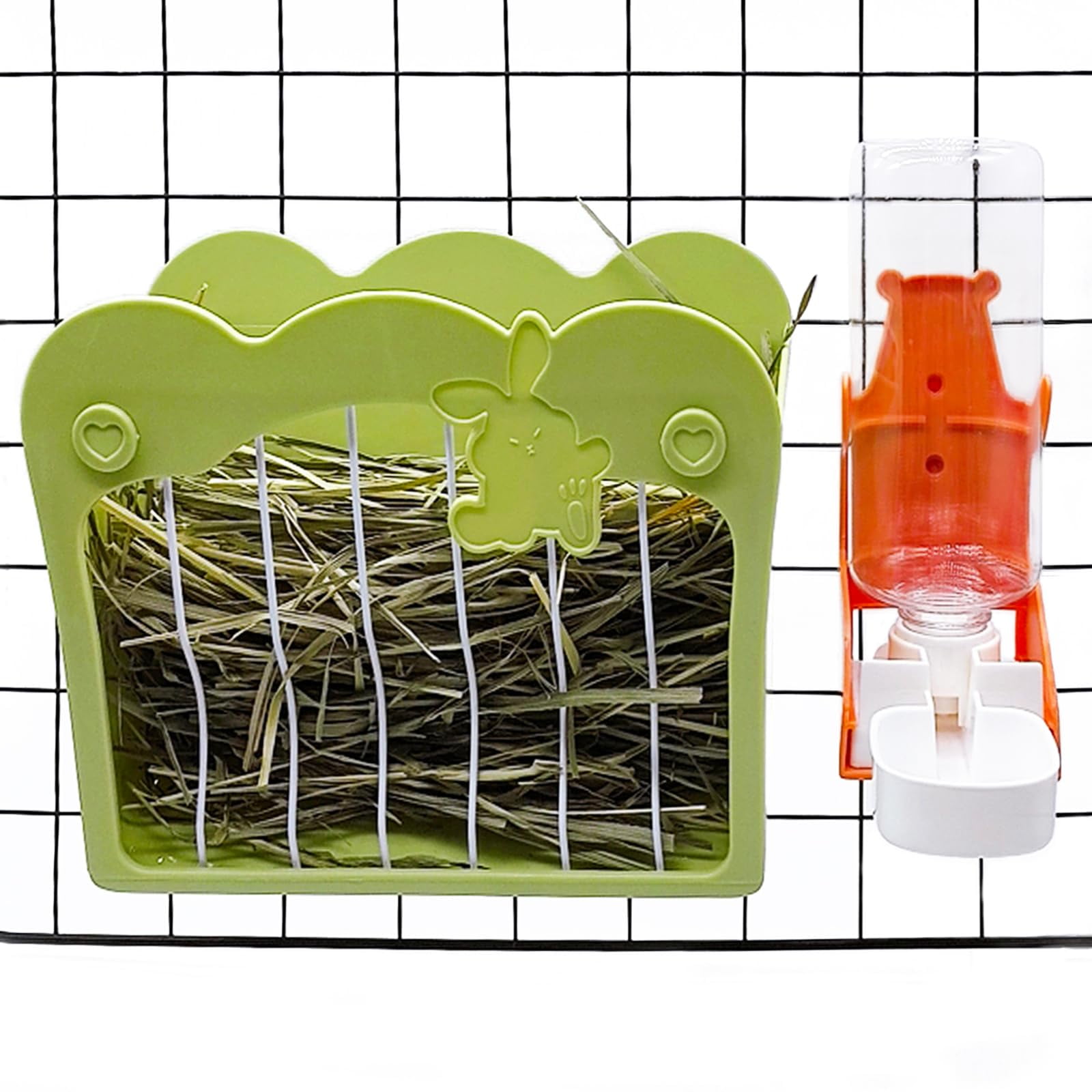 Rabbit Hay Feeder Rack,500ml XEF1 Hanging Gravity Water Dispenser ...