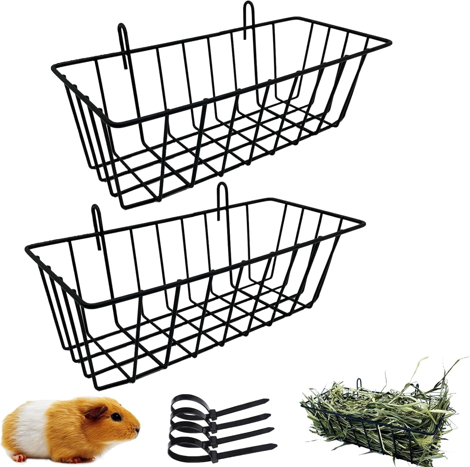 Rabbit Hay Feeder Rack Guinea Pig Hay Dispenser for Cage Hanging Metal ...