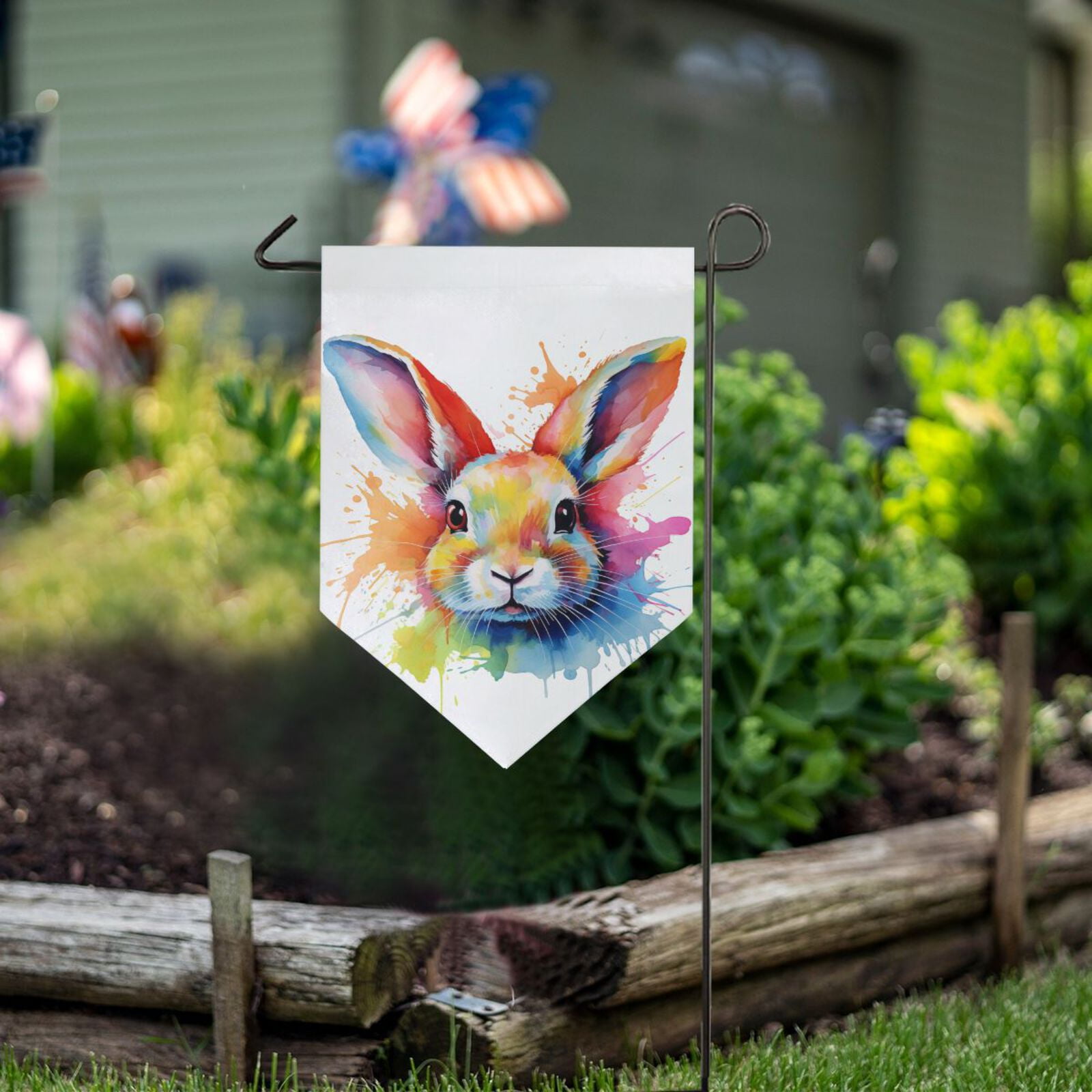Rabbit Head Garden Flag 18" x 12.5" Double Sided Yard Lawn Outdoor ...
