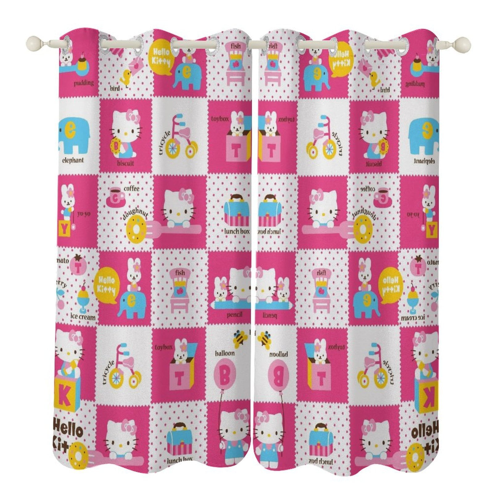 Rabbit Hello Kitty Kids Curtains 52 X 84 Inch,Cartoon Blackout Curtains ...