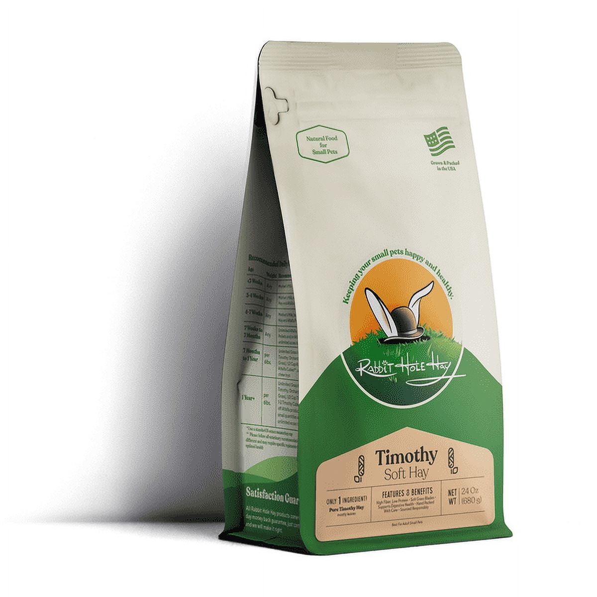 Rabbit Hole Hay, Ultra Premium Soft Timothy Hay; 24oz Bag - Walmart.com