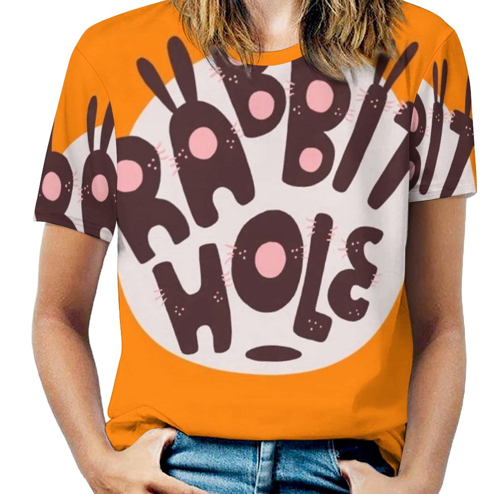 Rabbit Hole New Fashion Zip Off Shoulder Top Short-Sleeve Women Shirt ...