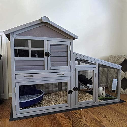 Rabbit House Indoor Outdoor Rabbit Hutch with Ventilation Door,Wooden ...