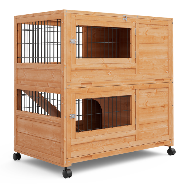 Rabbit Hutch 35.5 Inch Bunny Cage With Run Pet House For Small Animals ...