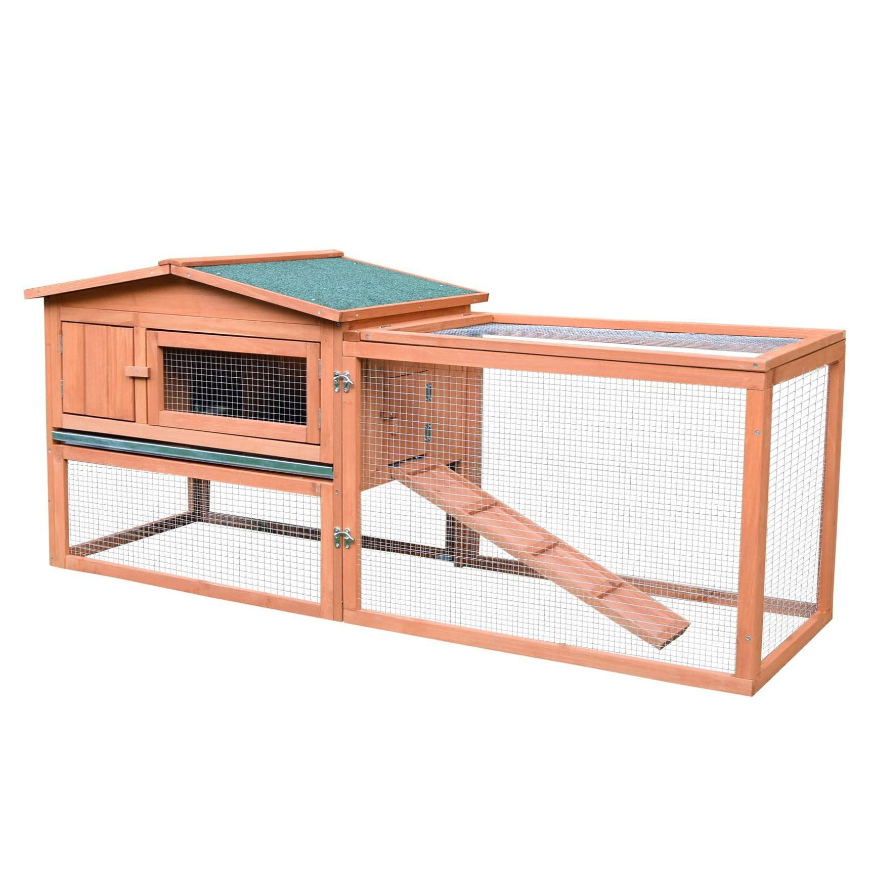 Rabbit Hutch 62" Outdoor Small Animal House with Run, Elevated Wood ...