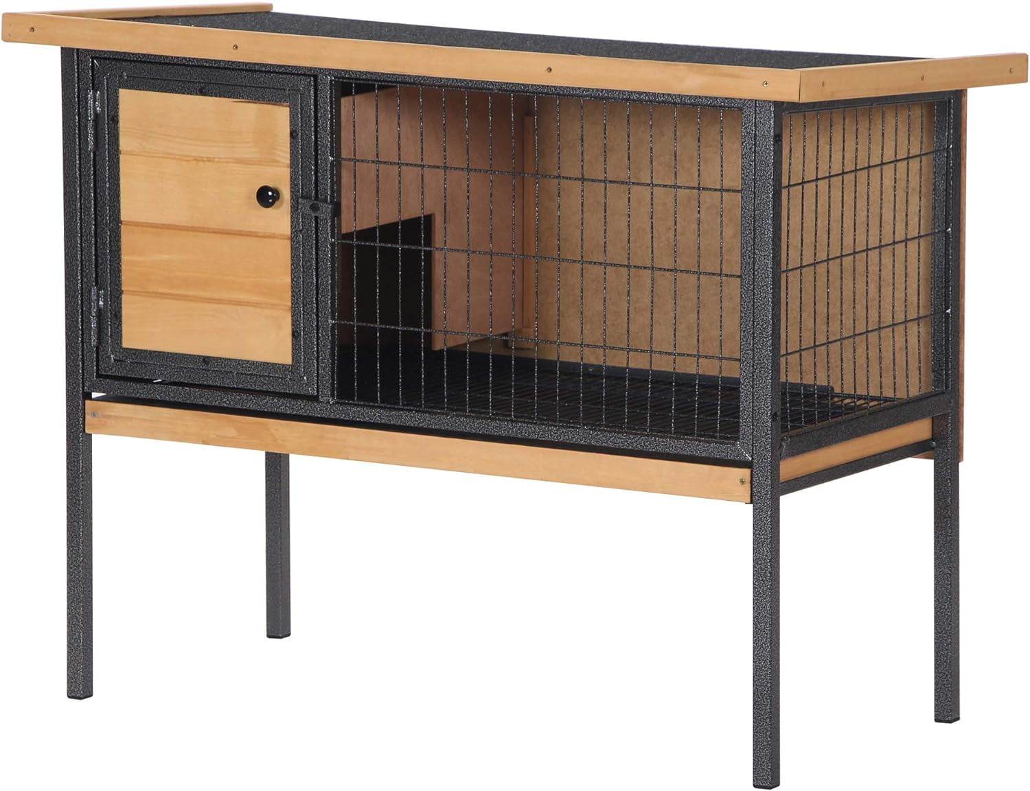 Rabbit Hutch Elevated Bunny Cage Small Animal Habitat with Metal Frame ...