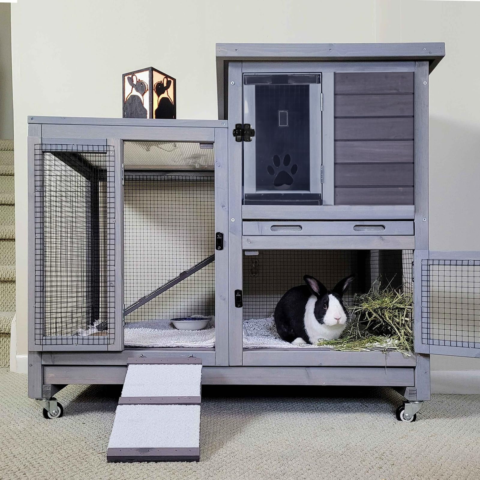 Rabbit Hutch Indoor Bunny Cage Large Outdoor with Removable Wire ...