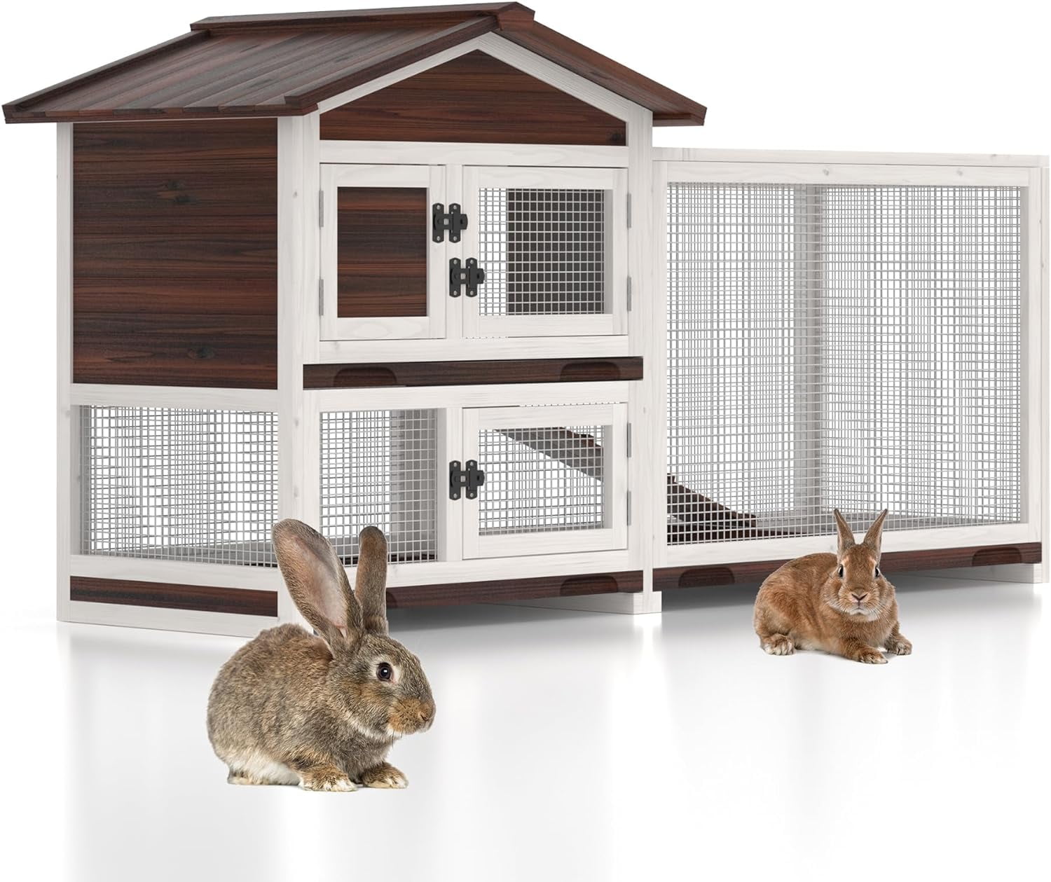 Rabbit Hutch Indoor Bunny Cage Outdoor Bunny House Wooden 60" Large ...