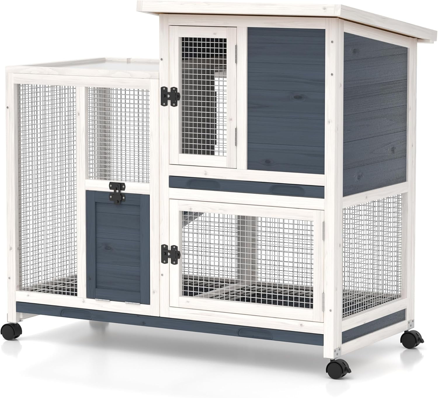 Rabbit Hutch Indoor Bunny Cage Outdoor Wooden Guinea Pig House for ...