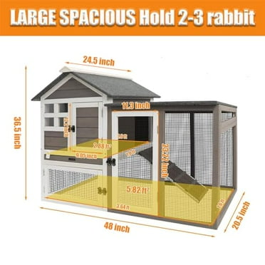 Pefilos 42" Indoor/Outdoor Rabbit Hutch for Multiple Small Pets Wooden ...