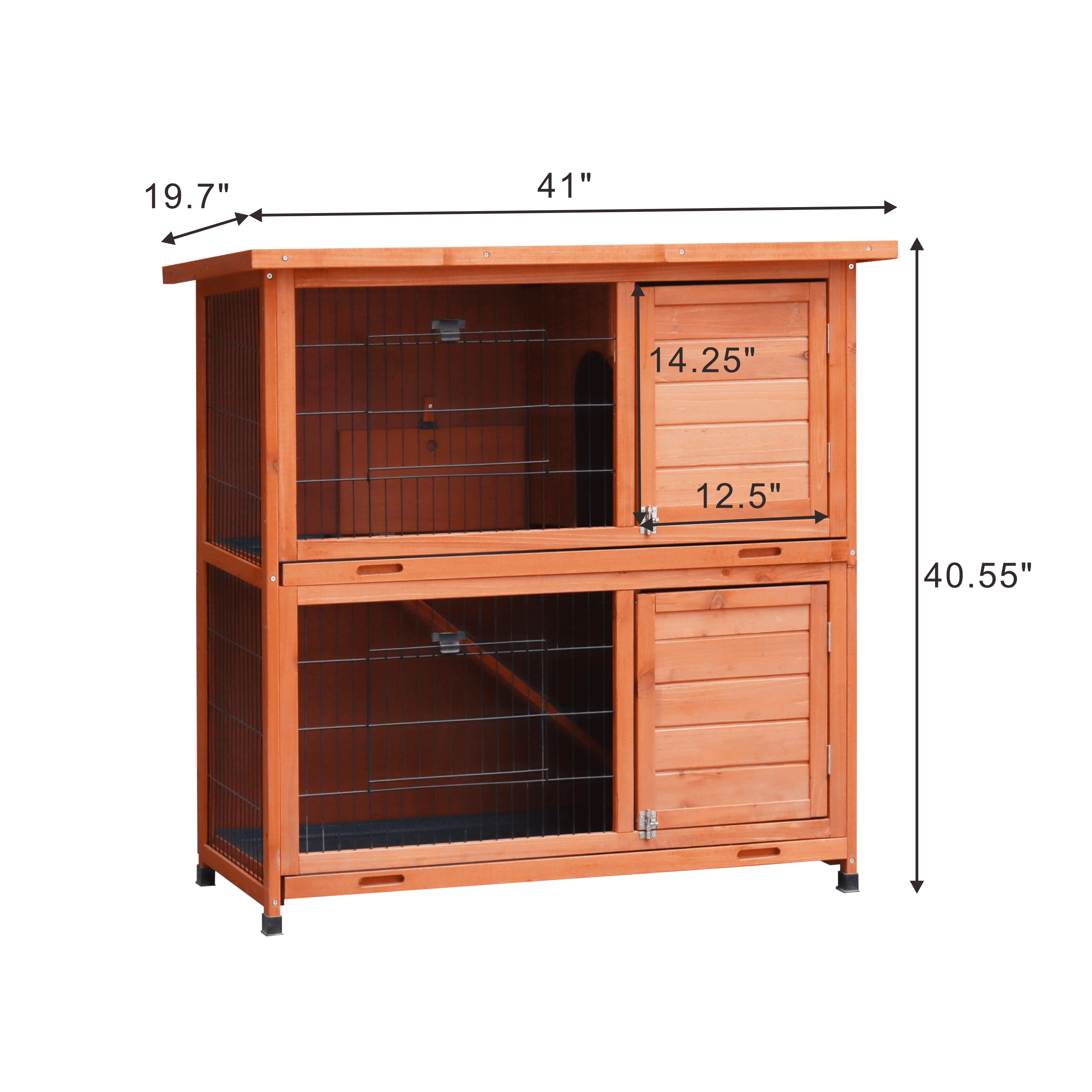 Rabbit Hutch Outdoor, 2-Story Rabbit Cage Indoor with Run, Bunny Cage ...