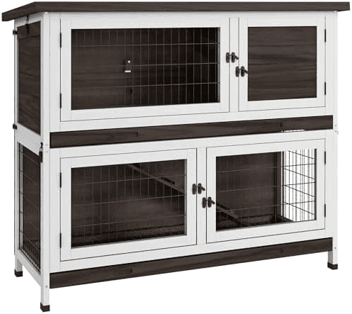 Rabbit Hutch, Outdoor 2-Tier Rabbit Cage, 46" Wooden Guinea Cage with ...