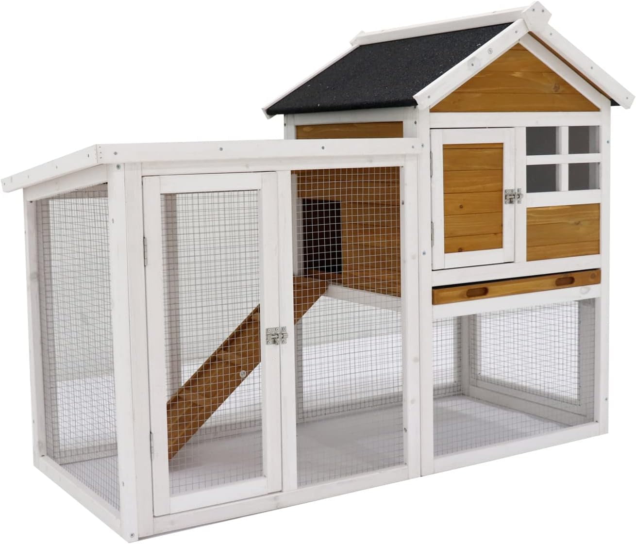 Rabbit Hutch Outdoor Bunny Hutch for Rabbits, Small Chicken Coop, and ...