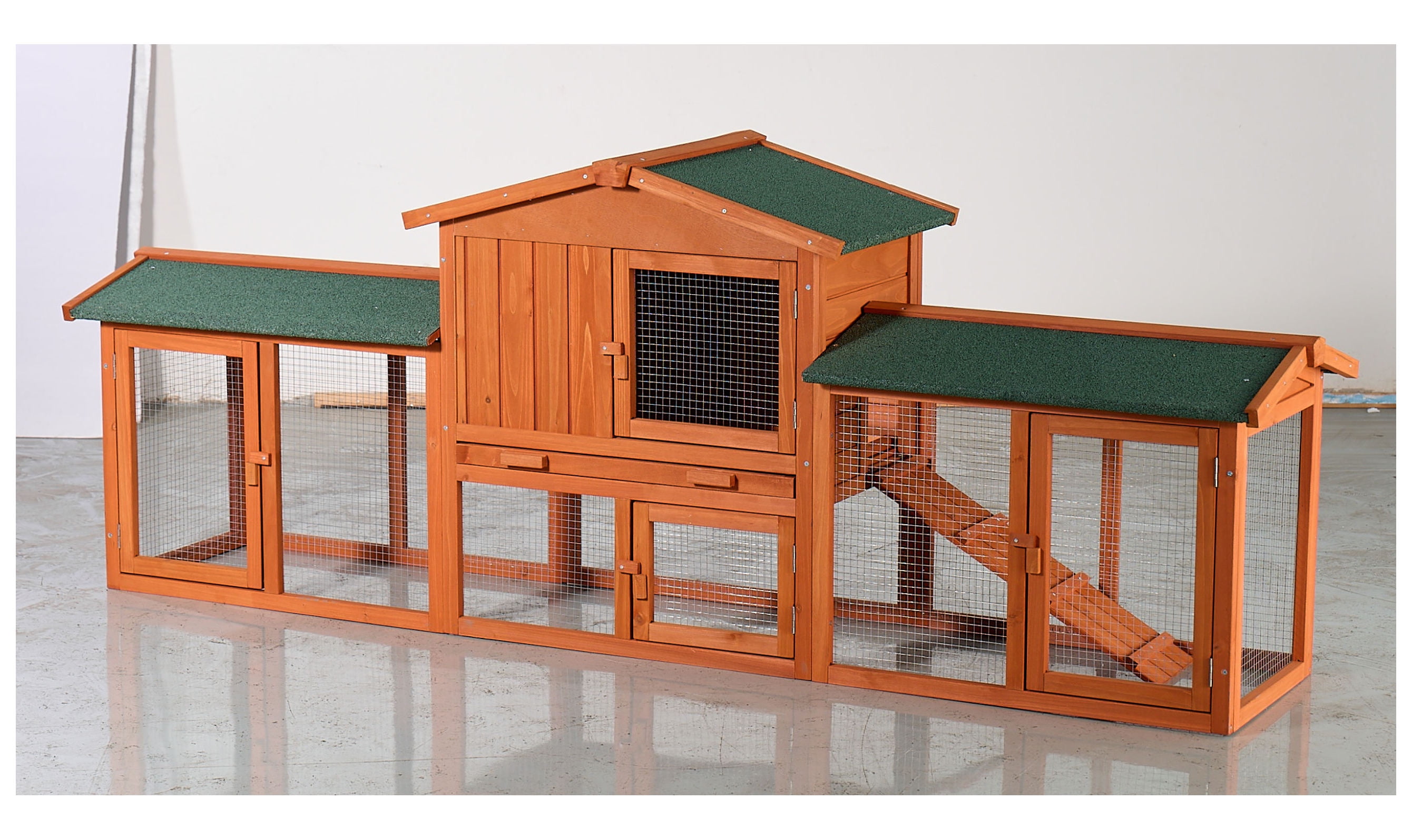 Rabbit Hutch Outdoor, Large Bunny Cage with Run, Waterproof Roof & Pull ...