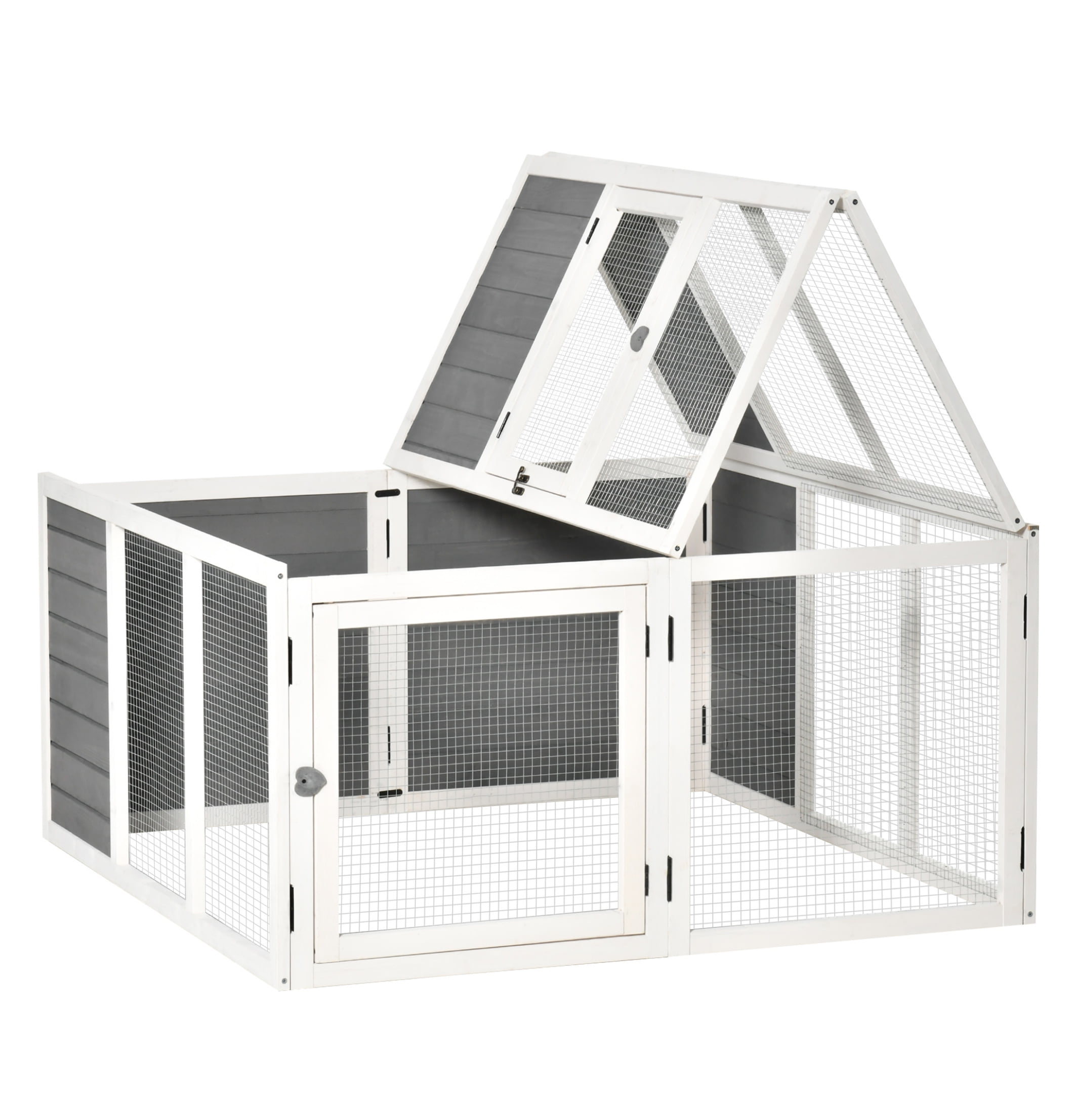 Rabbit Hutch, Wooden Outdoor Bunny Cage - Large Animal House for 1-4 ...