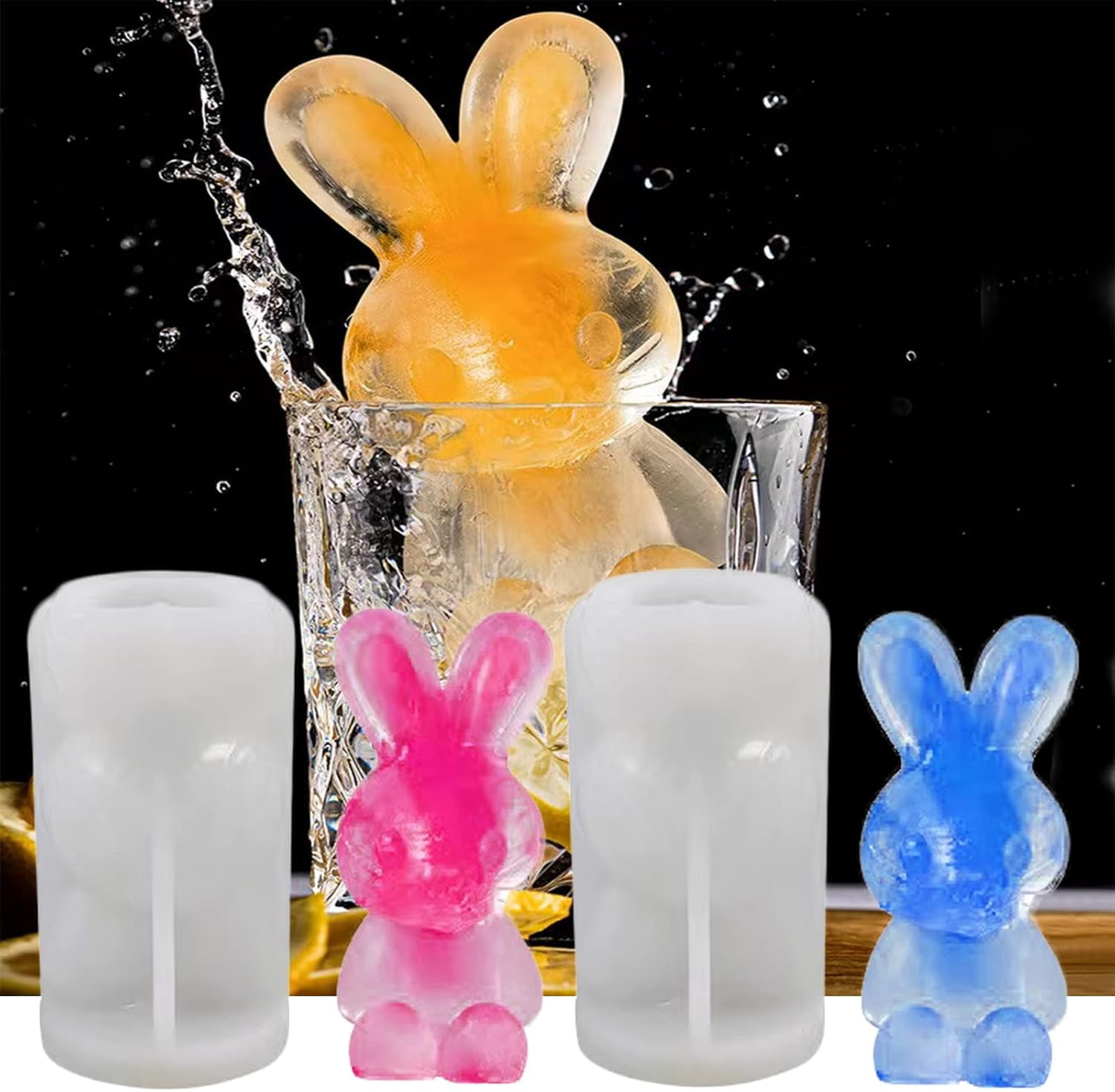 Rabbit Ice Cube Molds Trays 2 Pack, Fun Animal Shape Ice to DIY Lovely 3D Drink Whisky Coffee ...