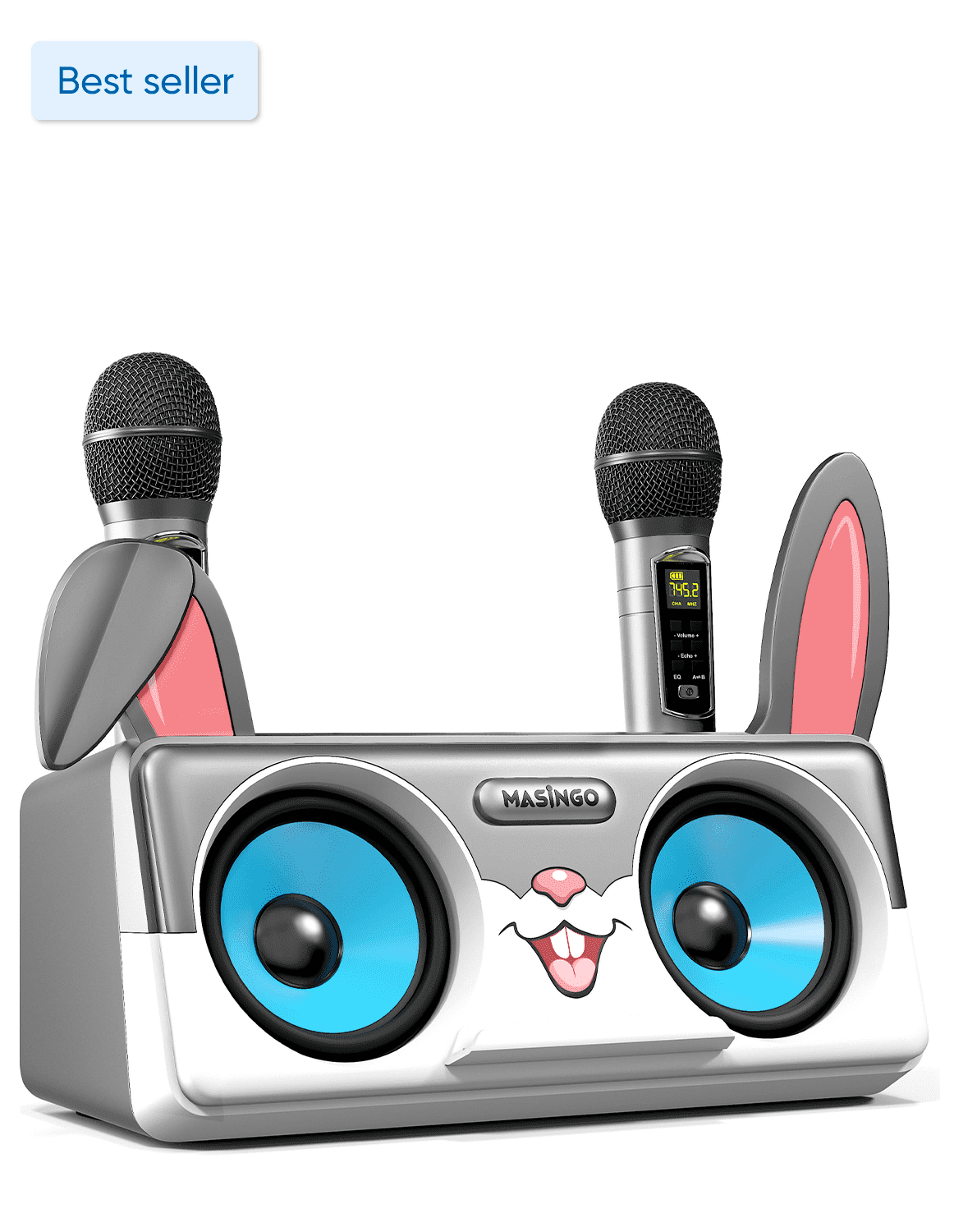 Rabbit Karaoke Machine for Kids, Children and Toddlers with 2 Wireless Bluetooth Microphones ...