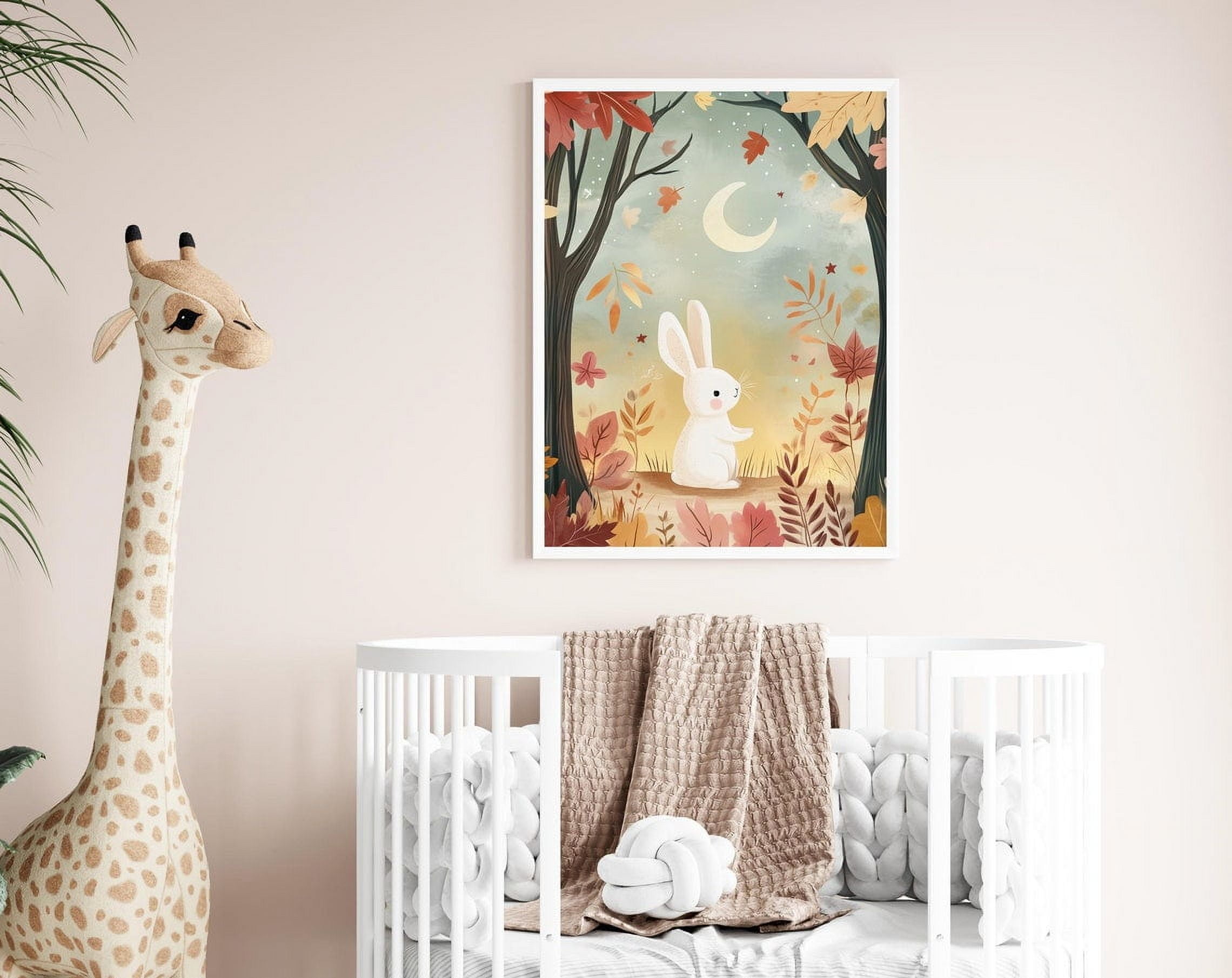 Rabbit Kids Room Wall Art, Children'S Woodland Art, Colorful Bright ...