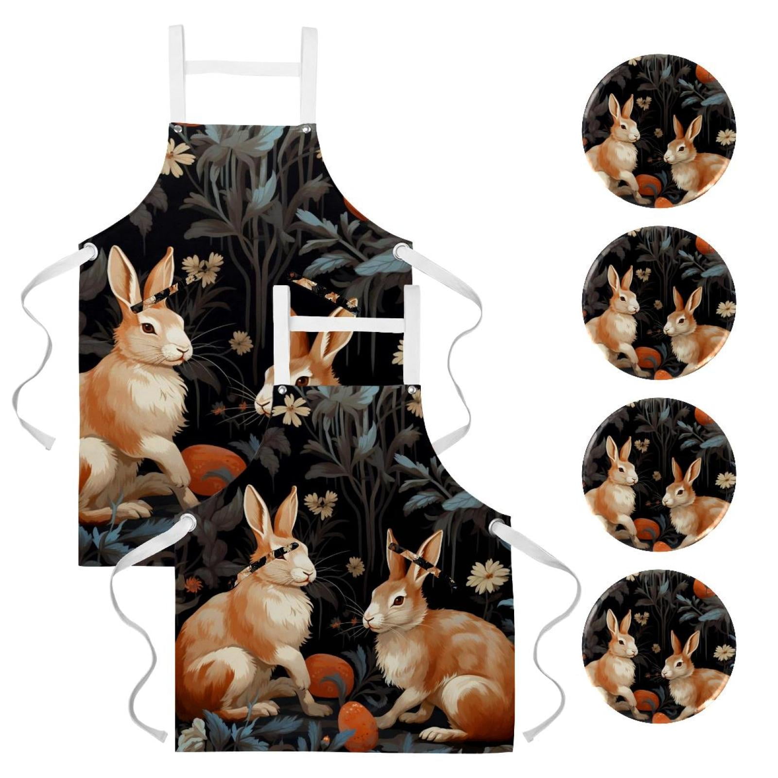 Rabbit Kitchen Apron 2 Pack Waterproof with Pockets and Badge Button ...