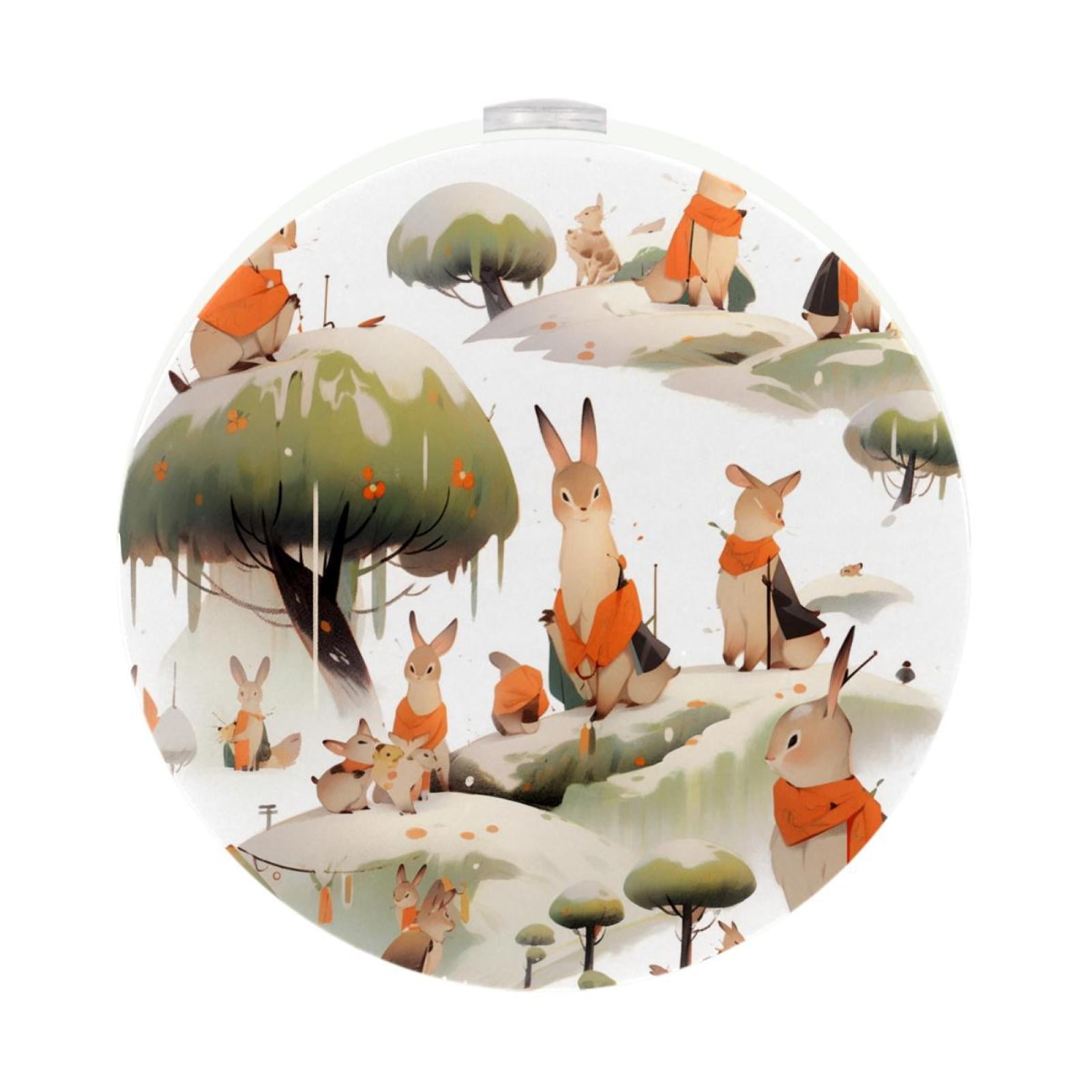 Rabbit LED Round Night Light - 2 Pack, Plug-in Motion Sensor Wall Lamp ...