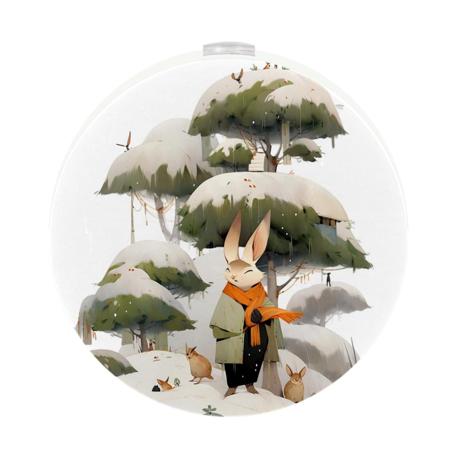 Rabbit LED Round Night Light - 2PCS, Plug-in Dusk-to-Dawn Sensor ...