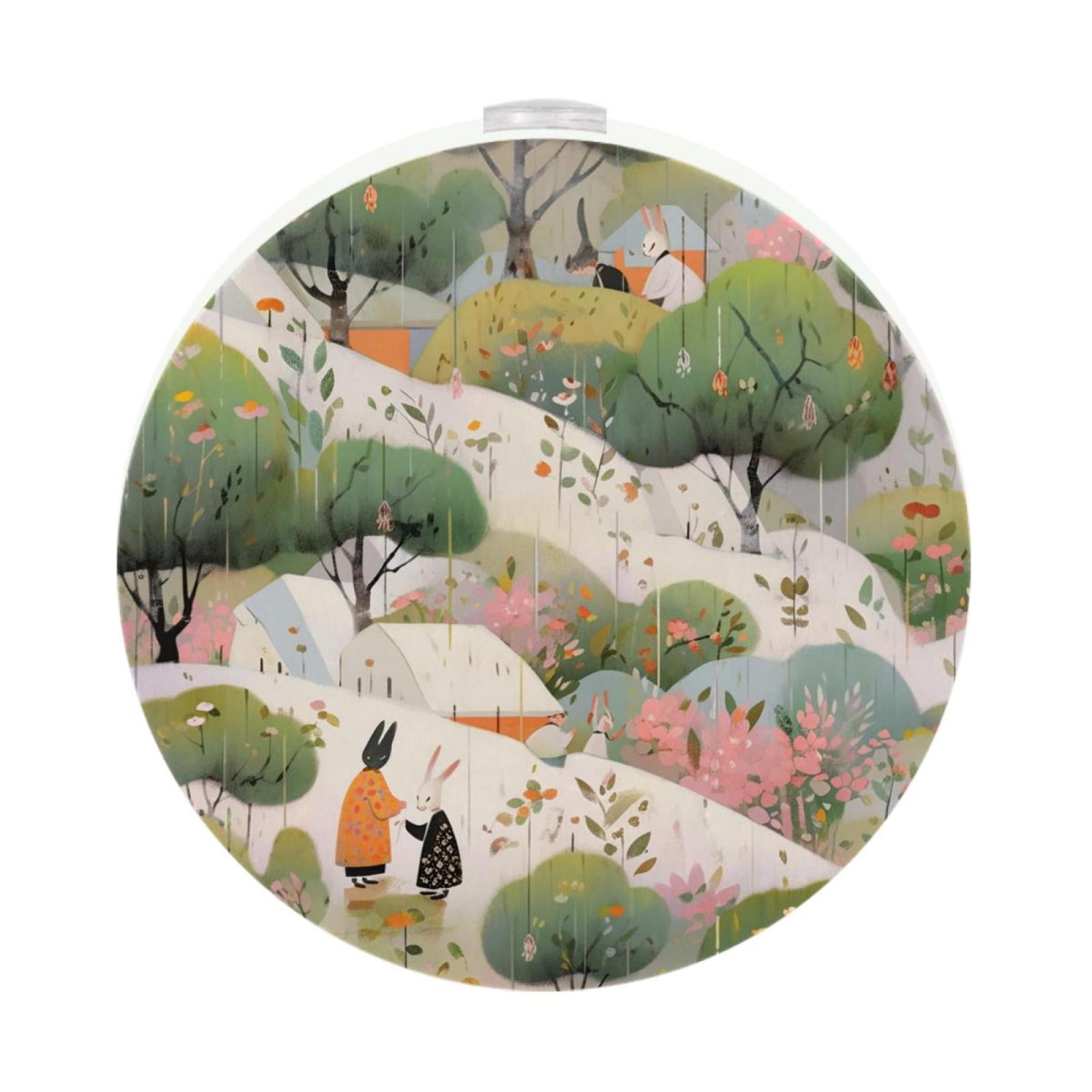 Rabbit LED Round Night Light-2PCS for Nursery and Bedroom, Plug-in Dusk ...