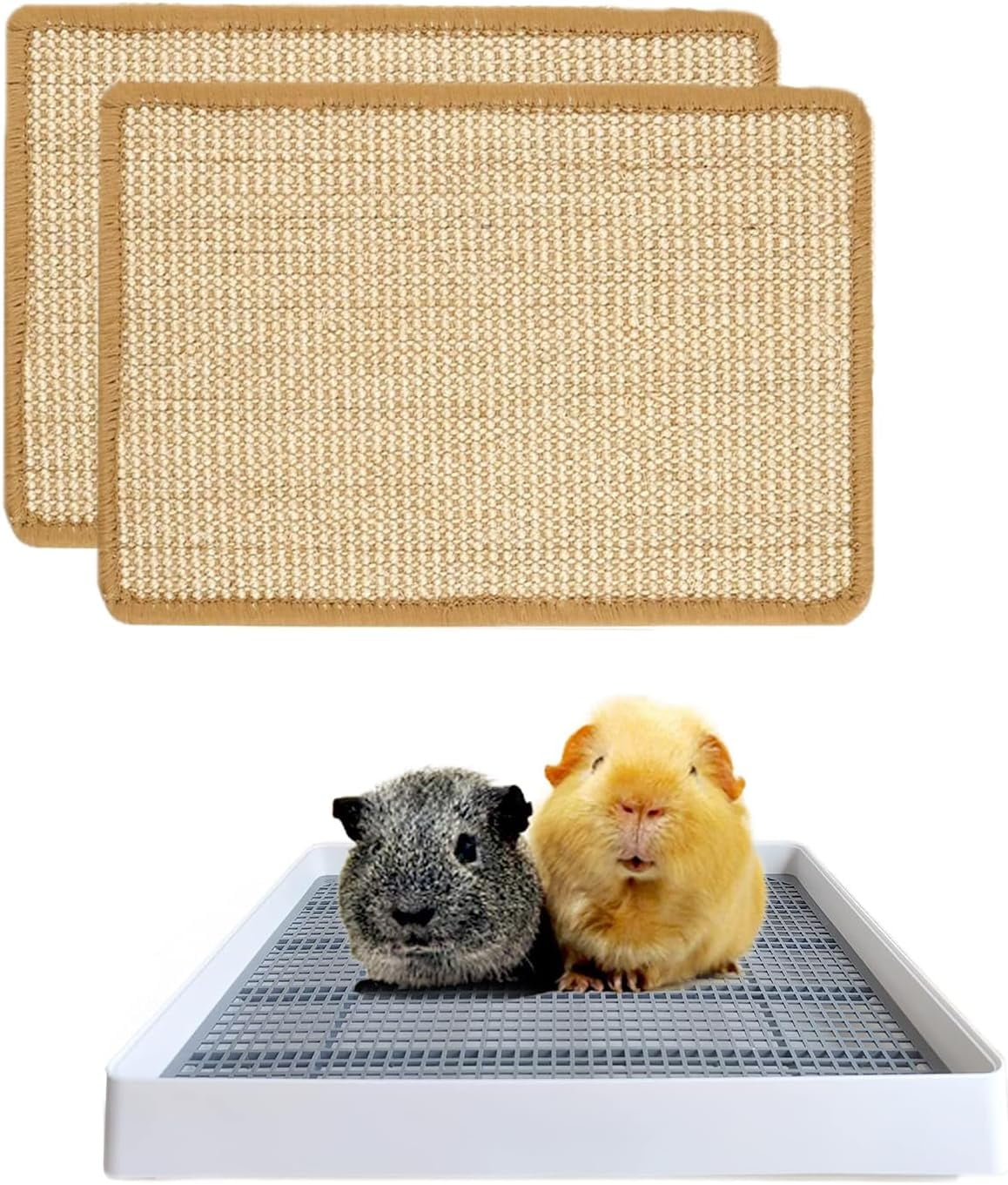 Rabbit Large Litter Box, Guinea Pig Training Pan Cage with Toilet Tray Bunny Scratch Pads, Sisal ...