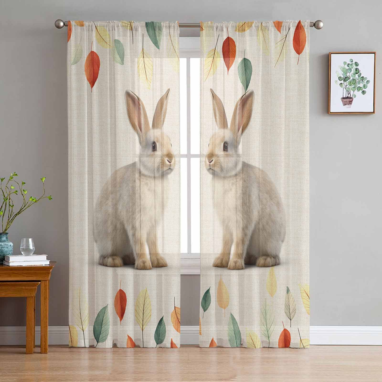 Rabbit Leaves Voile Curtains for Bedroom Window Tulle Curtain for ...