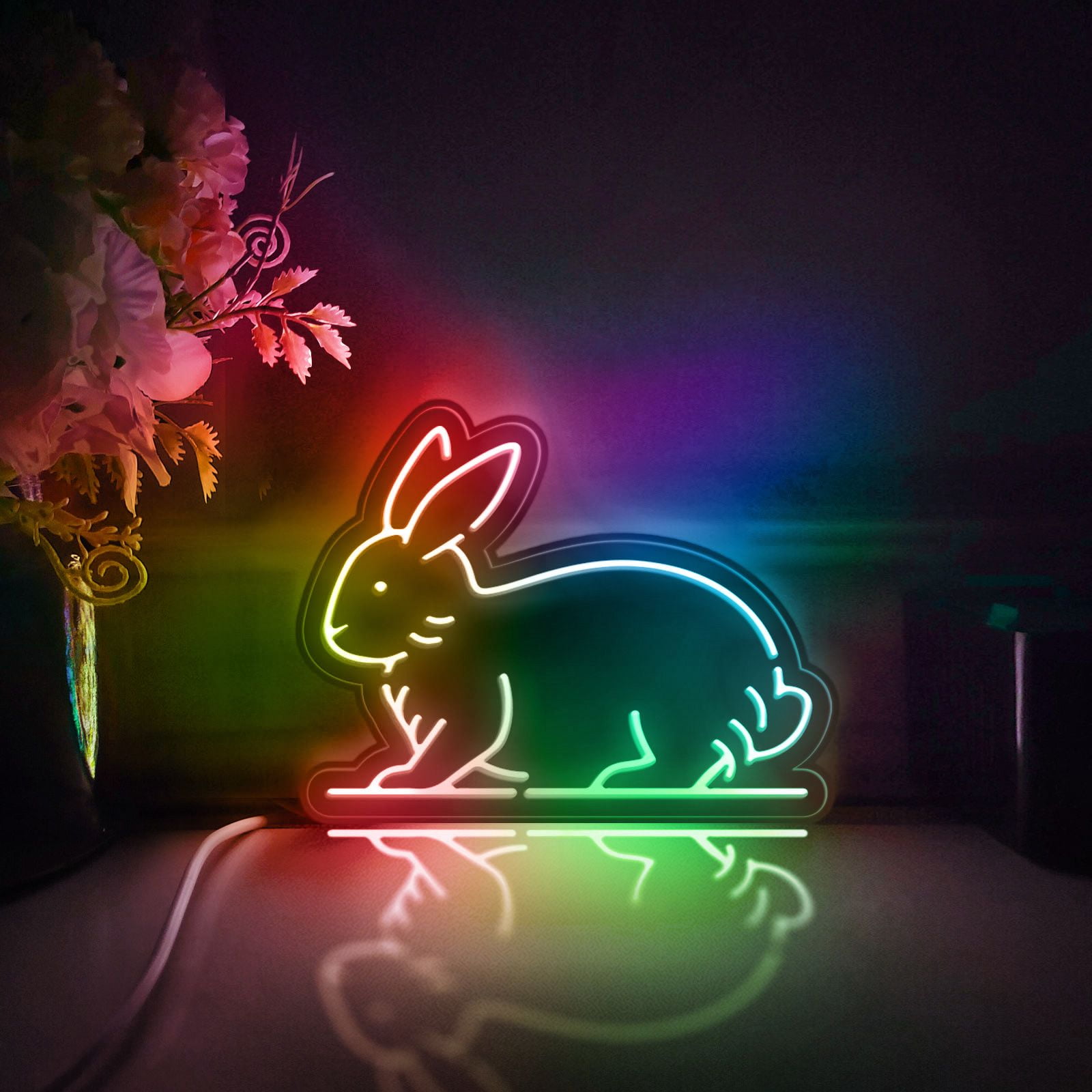 Rabbit Led Light Box, Dimmable Neon-Like Light Signs USB Power for Wall ...