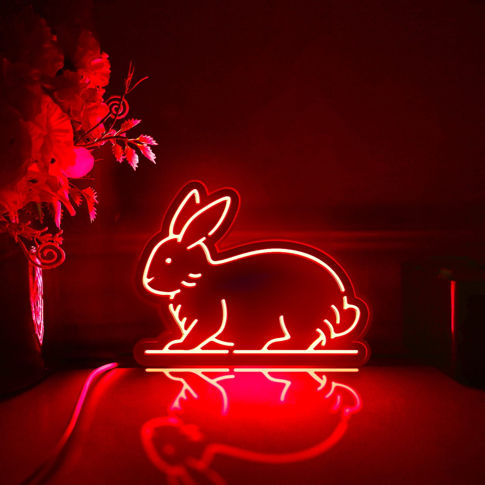 Rabbit Led Light Box, Dimmable Neon-Like Light Signs USB Power for Wall ...