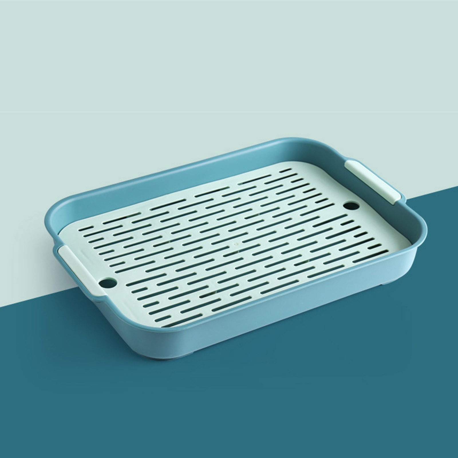 Rabbit Litter Box with Grate,Guinea Pig Litter Pan,2 Tier Rabbit Litter ...