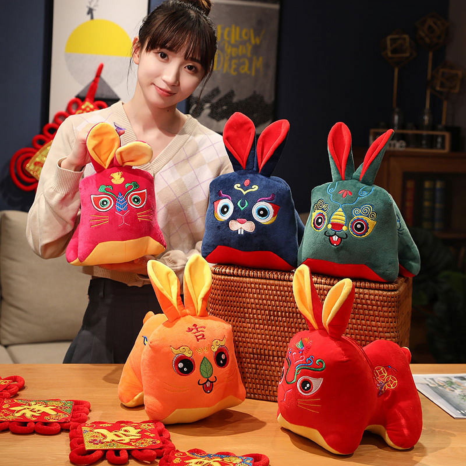 Rabbit Mascot Toys Stuffed Animals Plush Toys,Red,1Pcs - Walmart.com