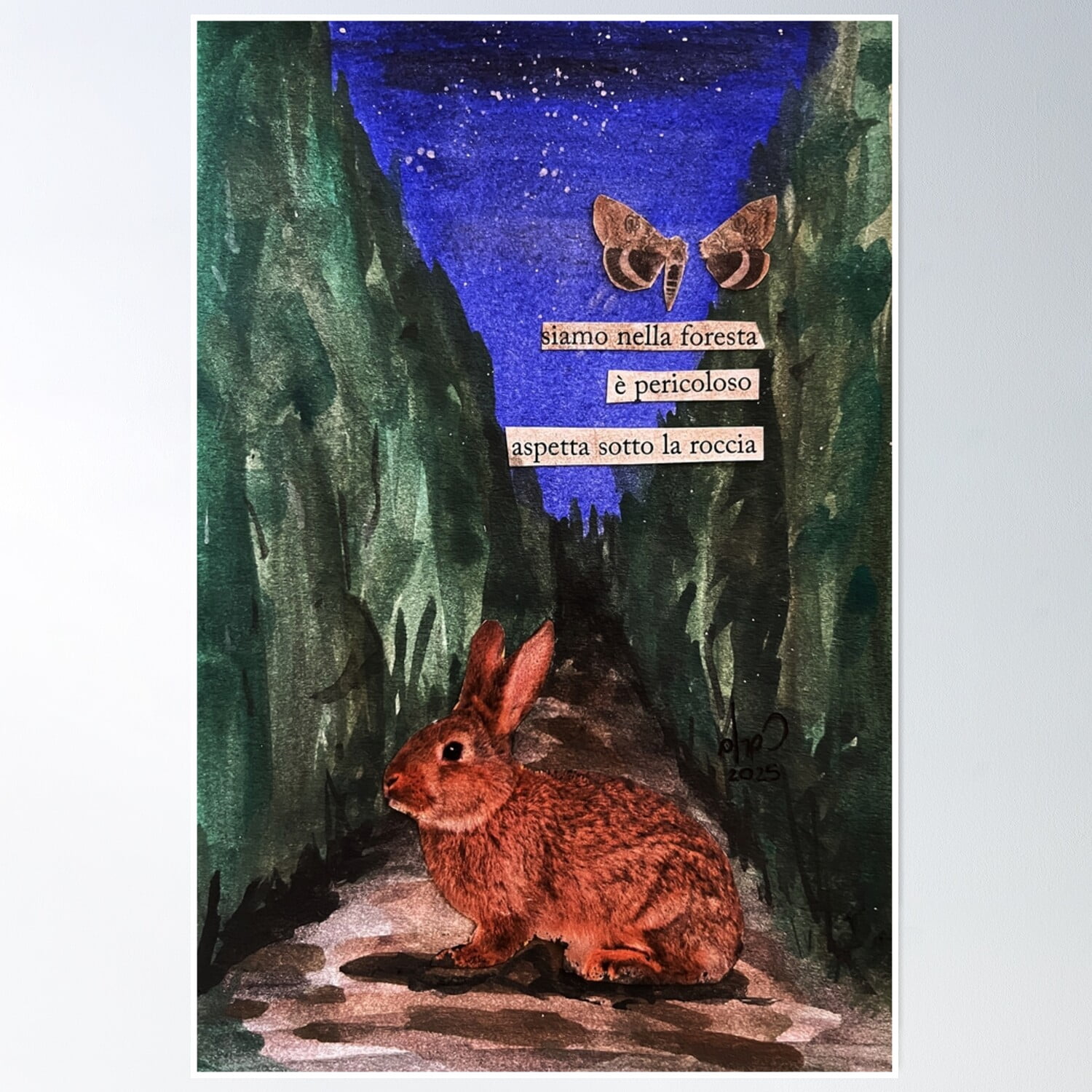 Rabbit Maze - Collage And Painting Poster Wall Art, Modern Wall Decor ...