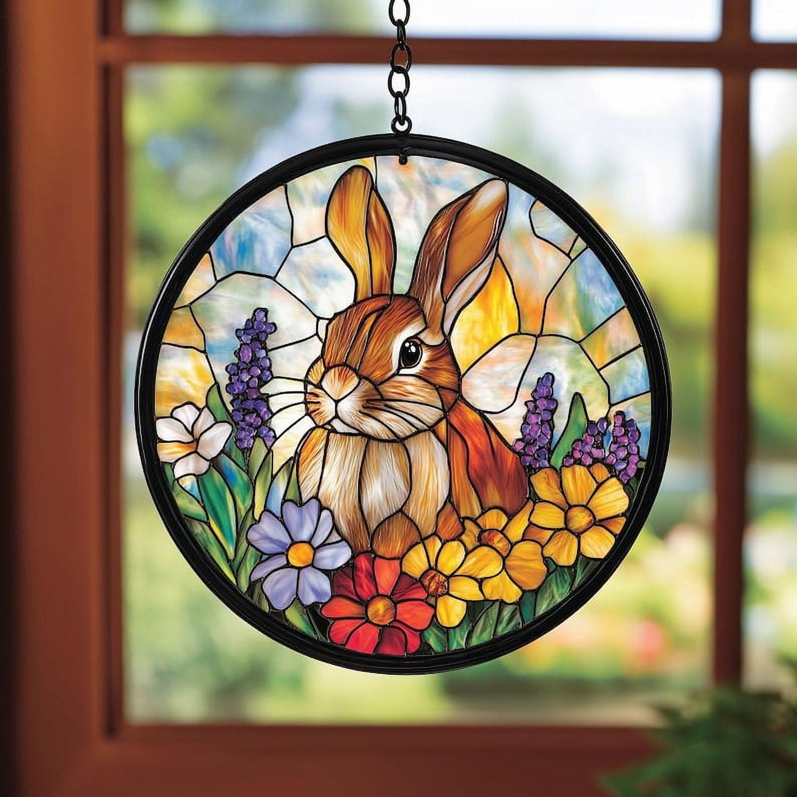Rabbit Mountains 2D GlassSuncatcher, Rabbit Glass Art Faux Stained ...