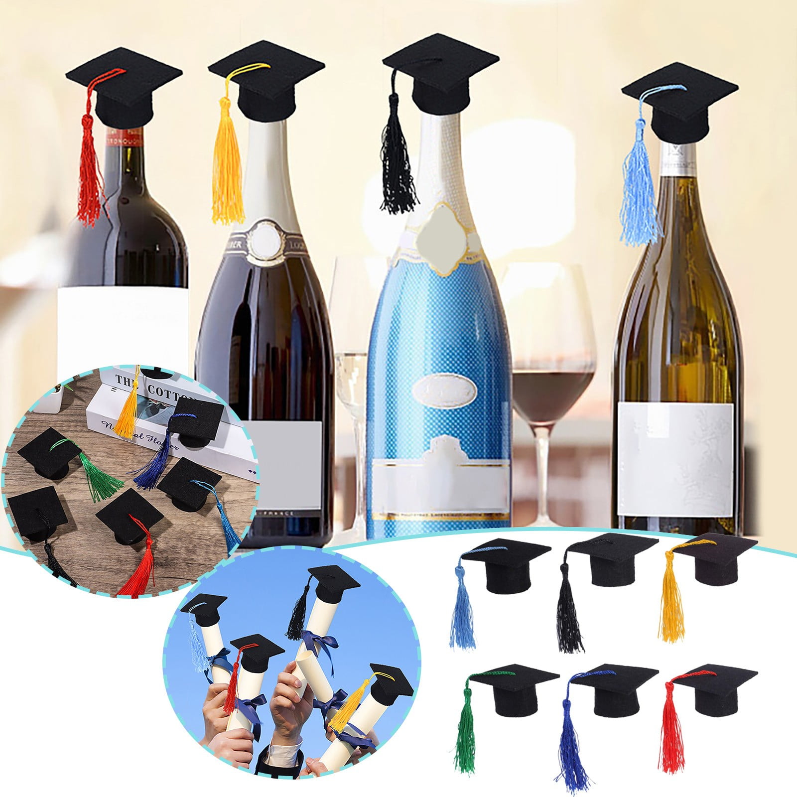 Rabbit Opener 6 Pieces Graduation Bottle Graduation Hat Toppers With ...