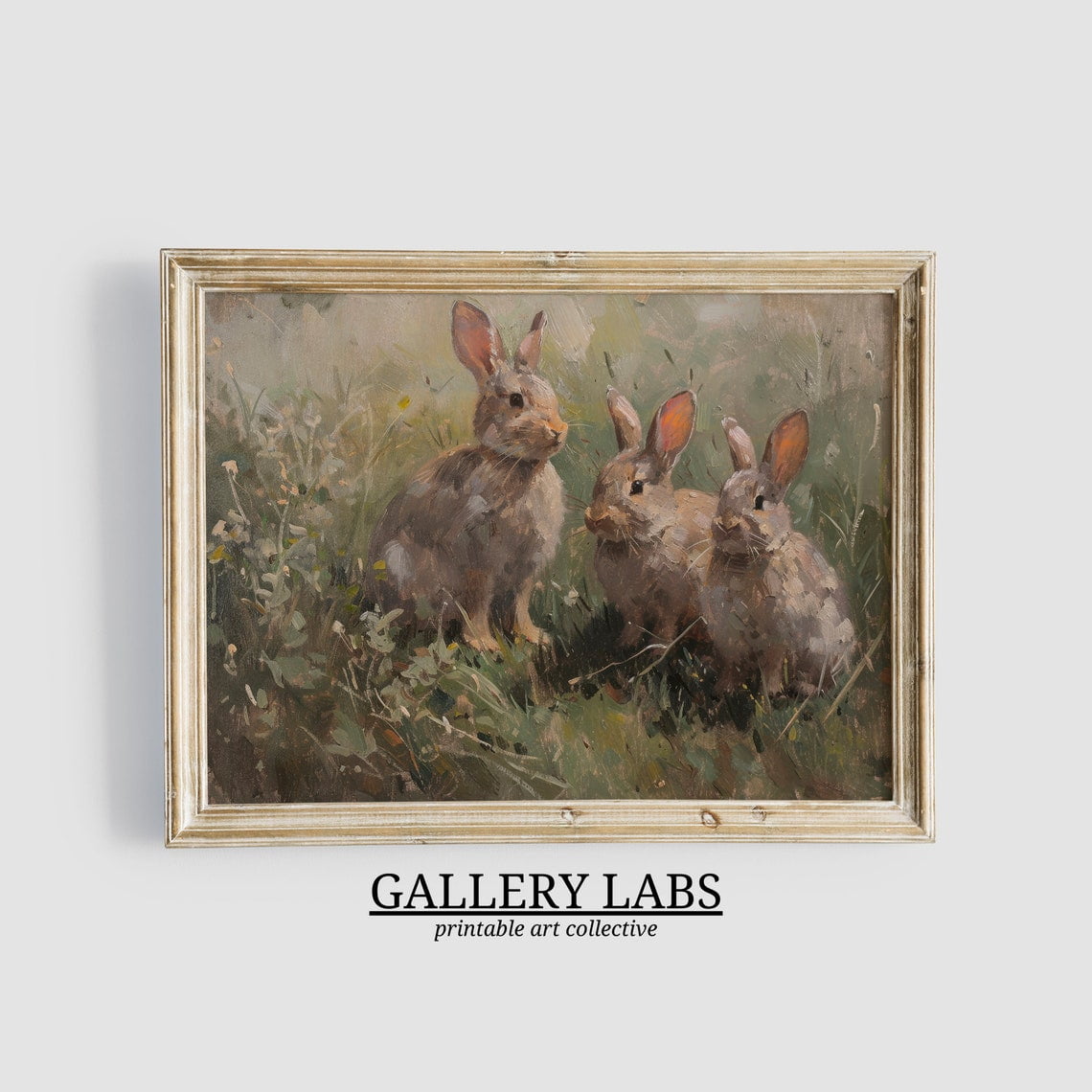 Rabbit Painting • Countryside Wall Art • Spring Decor • Antique Easter ...