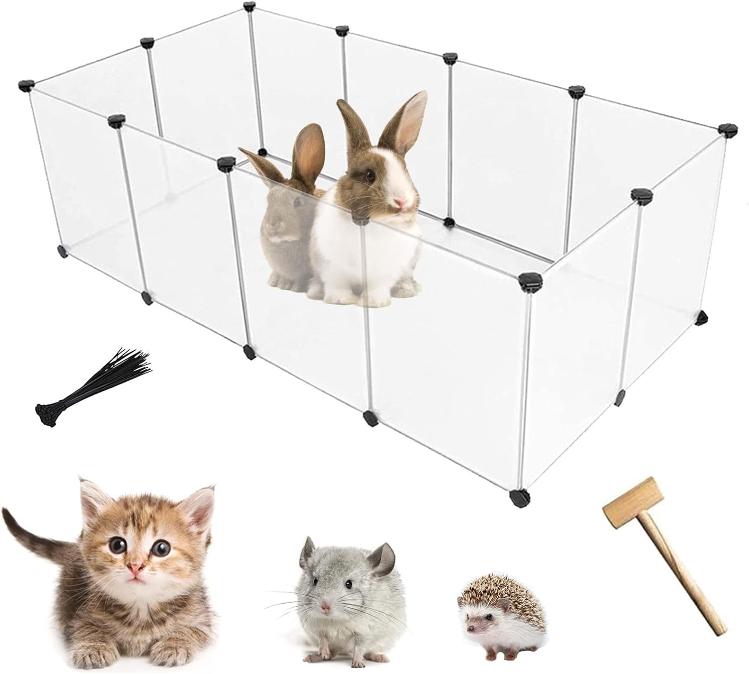 Rabbit Panels Pet Plastic Playpen for Small Animals, Portable Yard ...