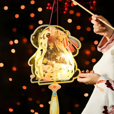 Mid-Autumn Festival DIY Handmade Wooden Rabbit Hanging Lantern with LED ...