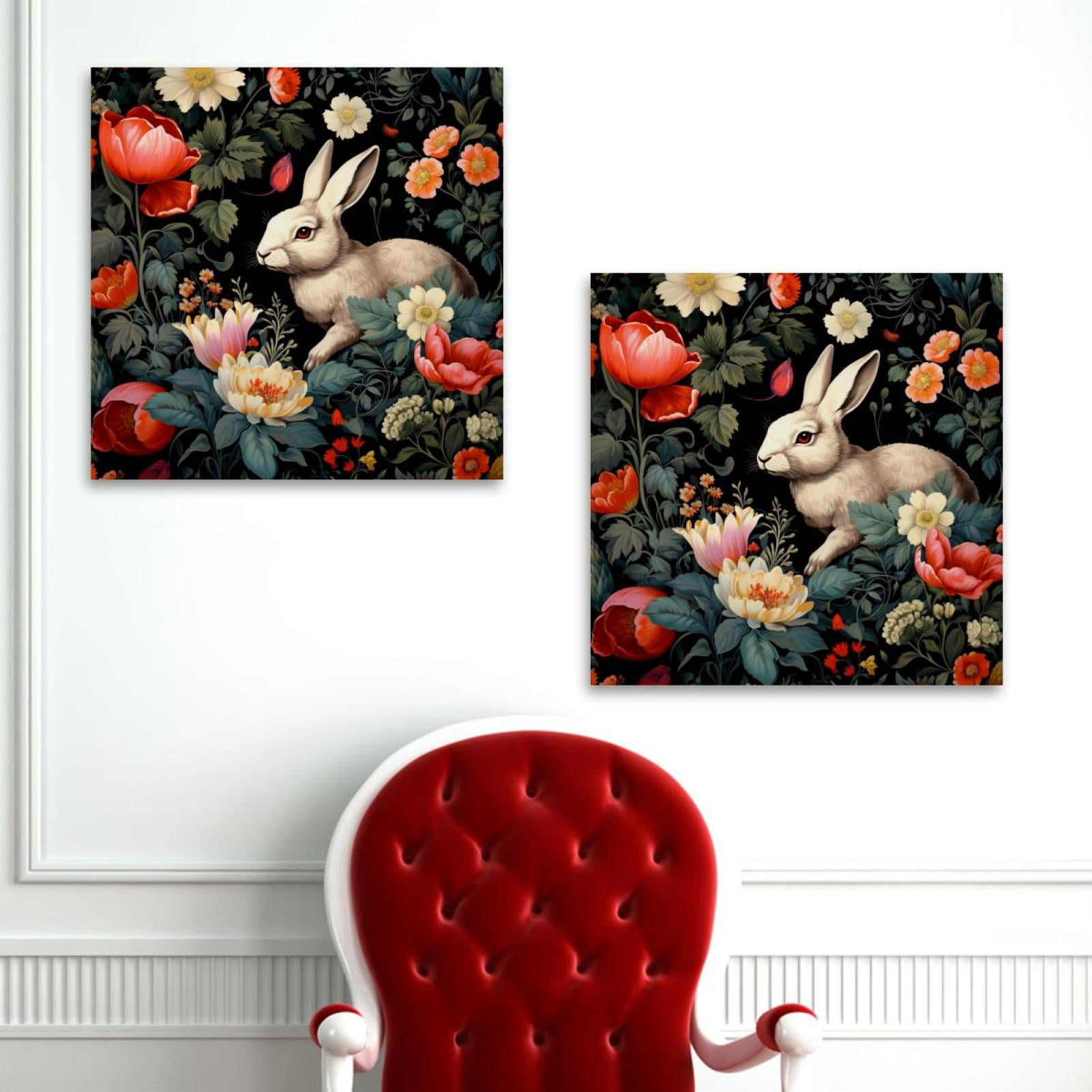 OWNSERIES Rabbit Pattern 2PC Canvas Wall Art Paintings for Living Room ...
