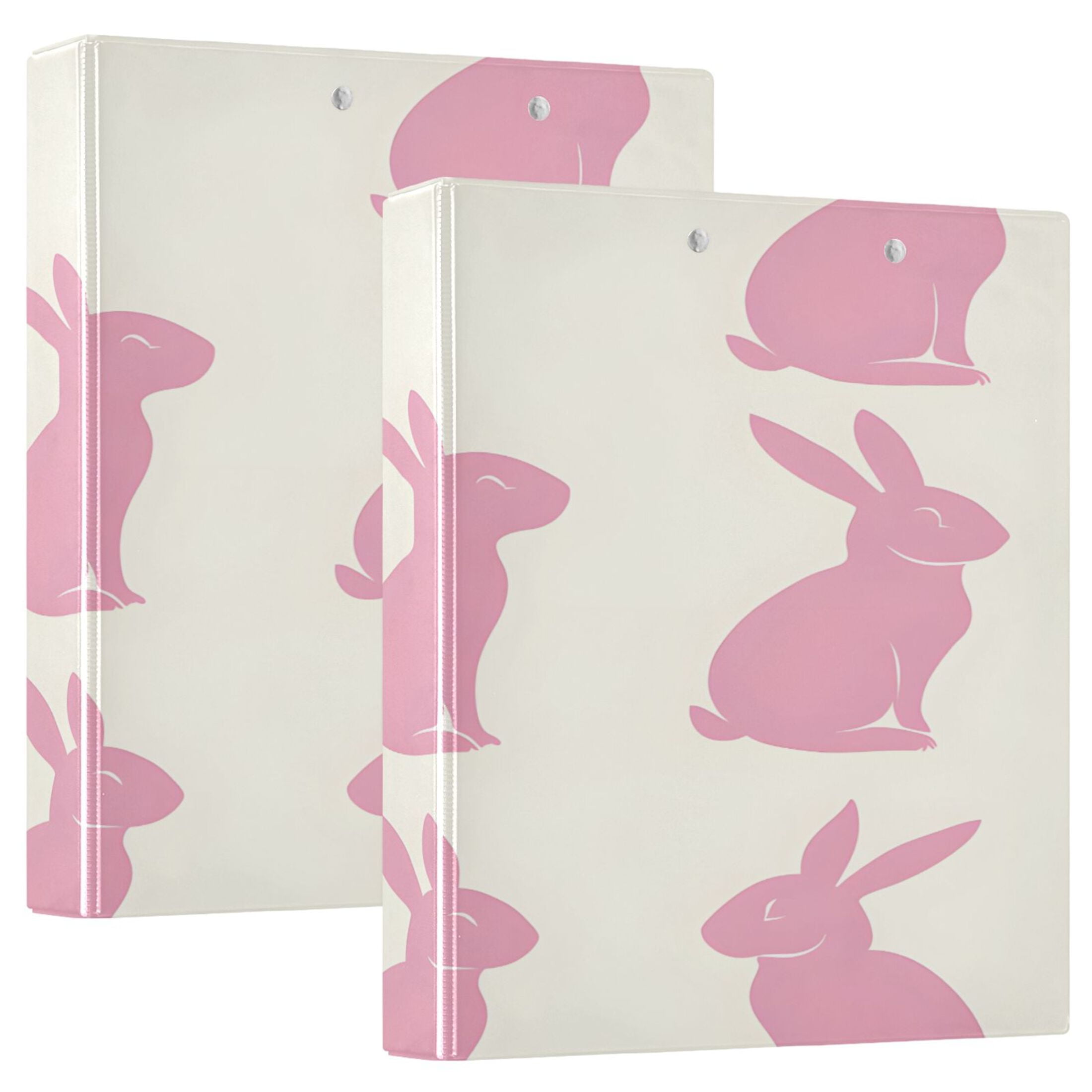 Rabbit Pattern Design 12.4x10.6in PVC Round Ring Binders, 2-Pack, D ...