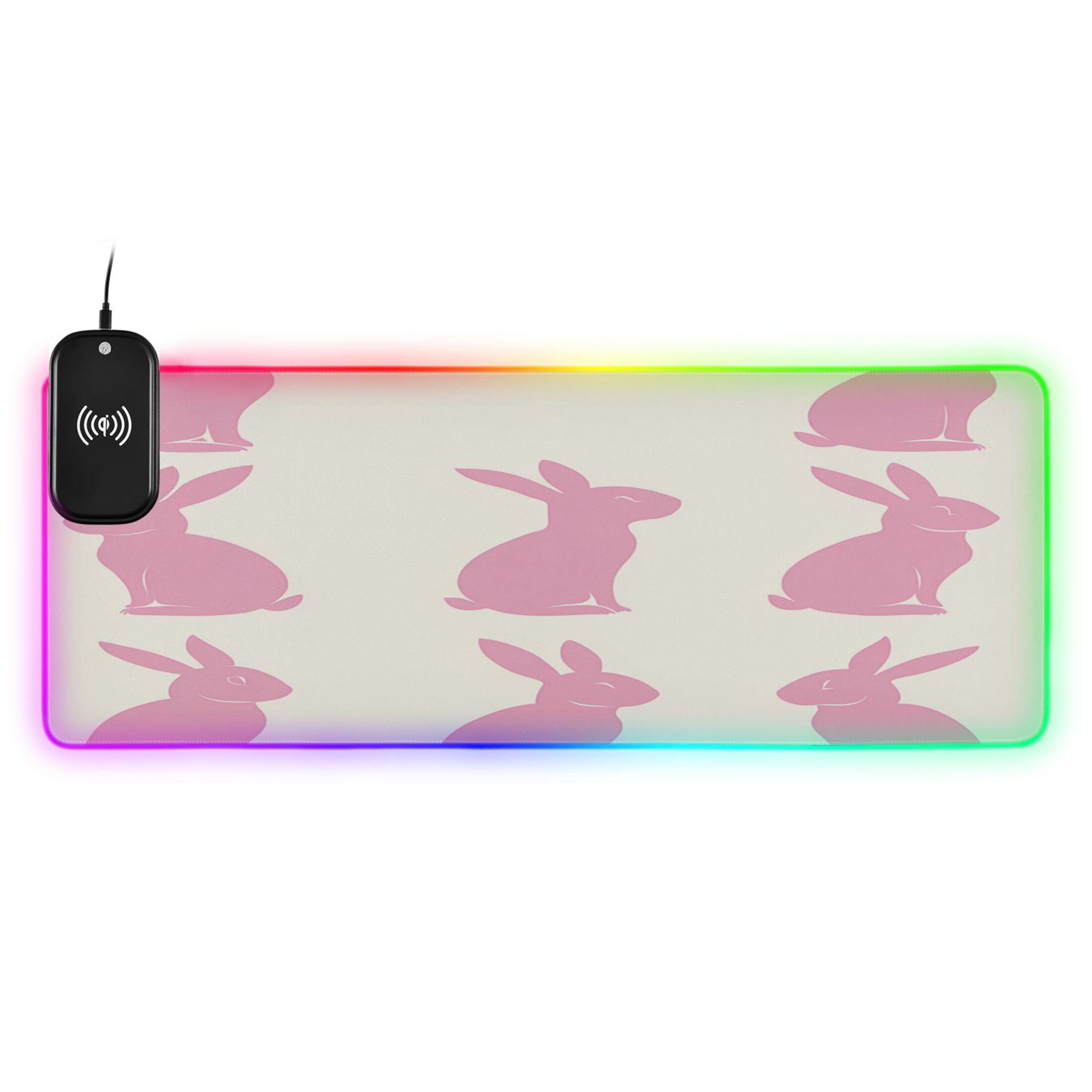 Rabbit Pattern Design Large RGB Gaming Mouse Pad with Fast Wireless ...
