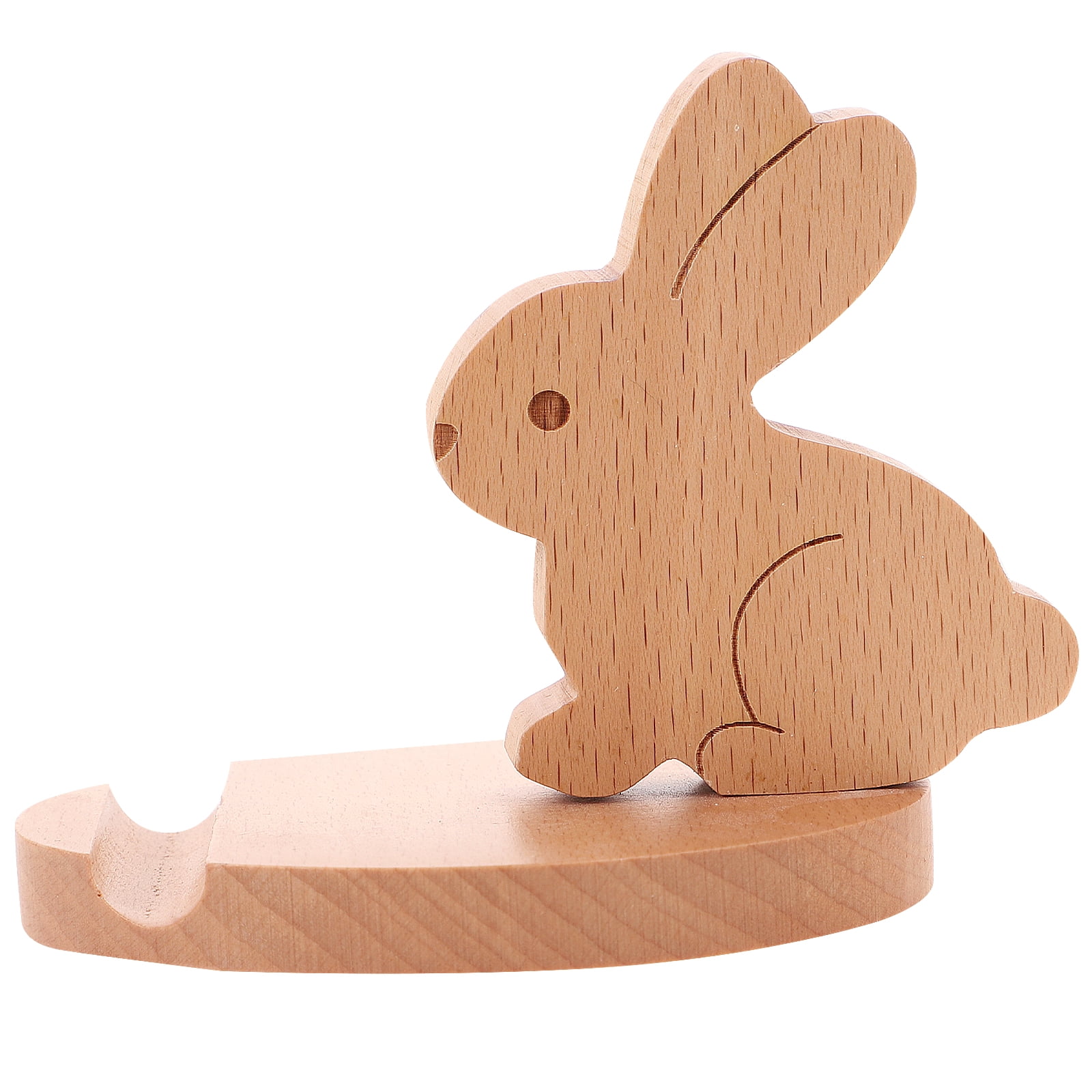 Milisten Wooden Rabbit Phone Stand Beige 1Piece 4.32x3.14x3.73in ...