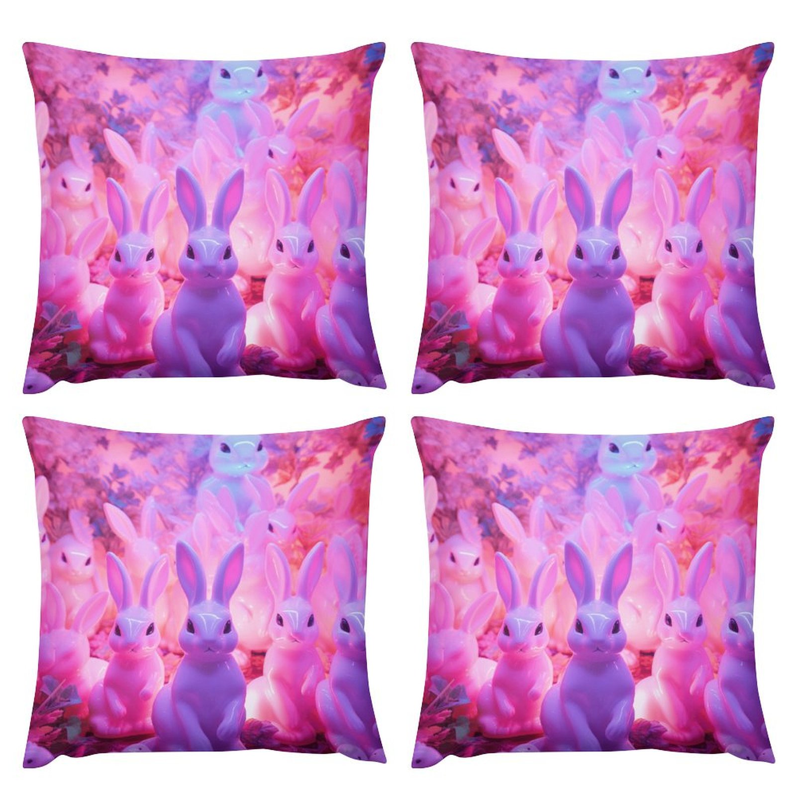 Rabbit Pillow Covers 20 "x20 " Set of 4，Modern Sofa Throw Pillow Cover ...