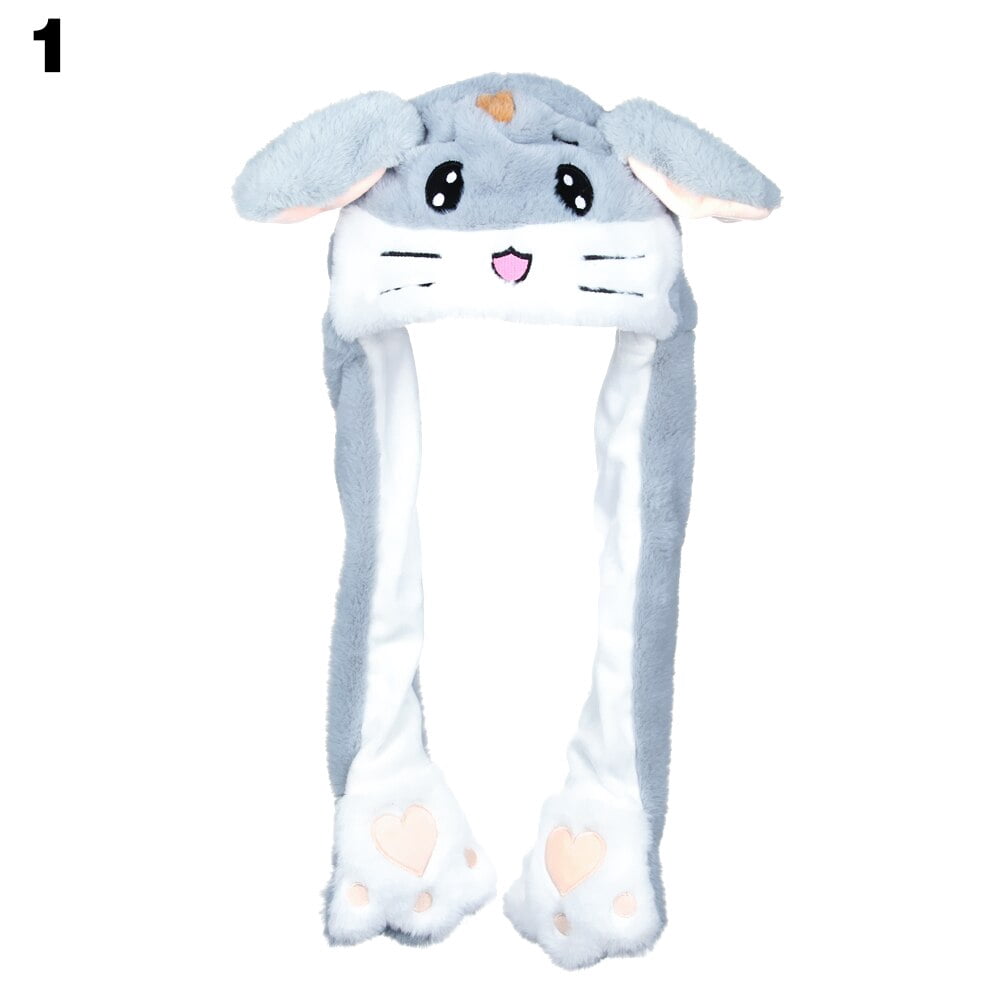 Rabbit Pinch Airbag Plush Funny Cap Animals Ear Hat Moving Jumping Cute ...