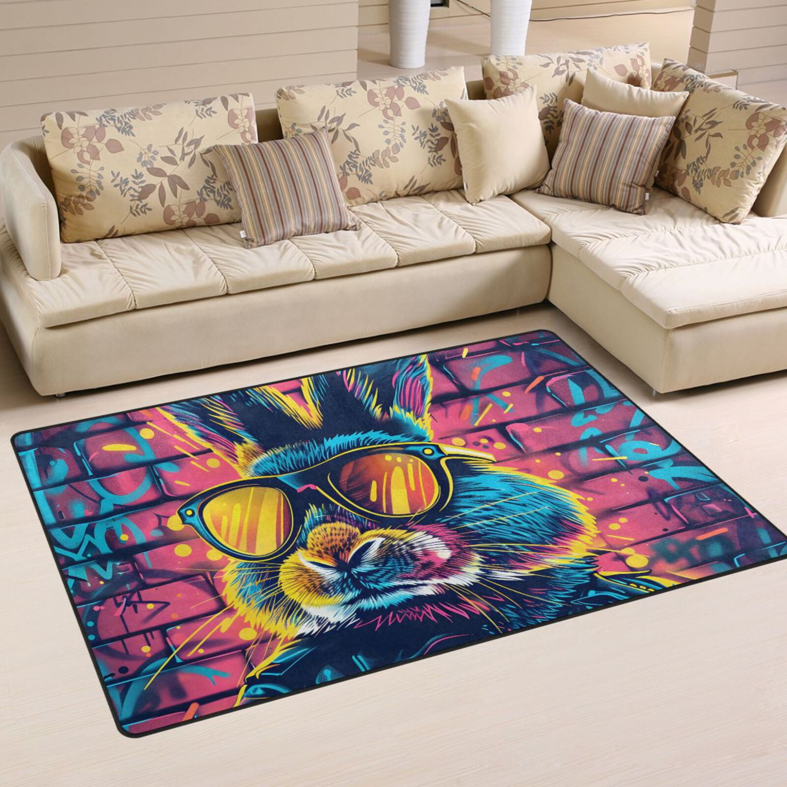 Rabbit Police Officer Area Rug Washable Floor Carpet Mat 60 x 39 inch ...
