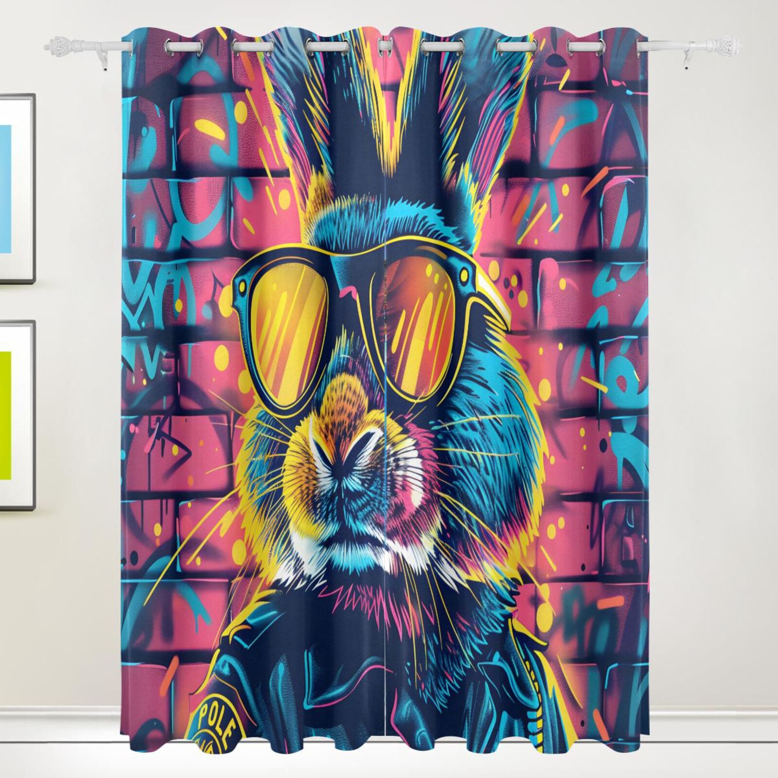 Rabbit Police Officer Black Out Curtains 84 Inch Length Curtains for ...