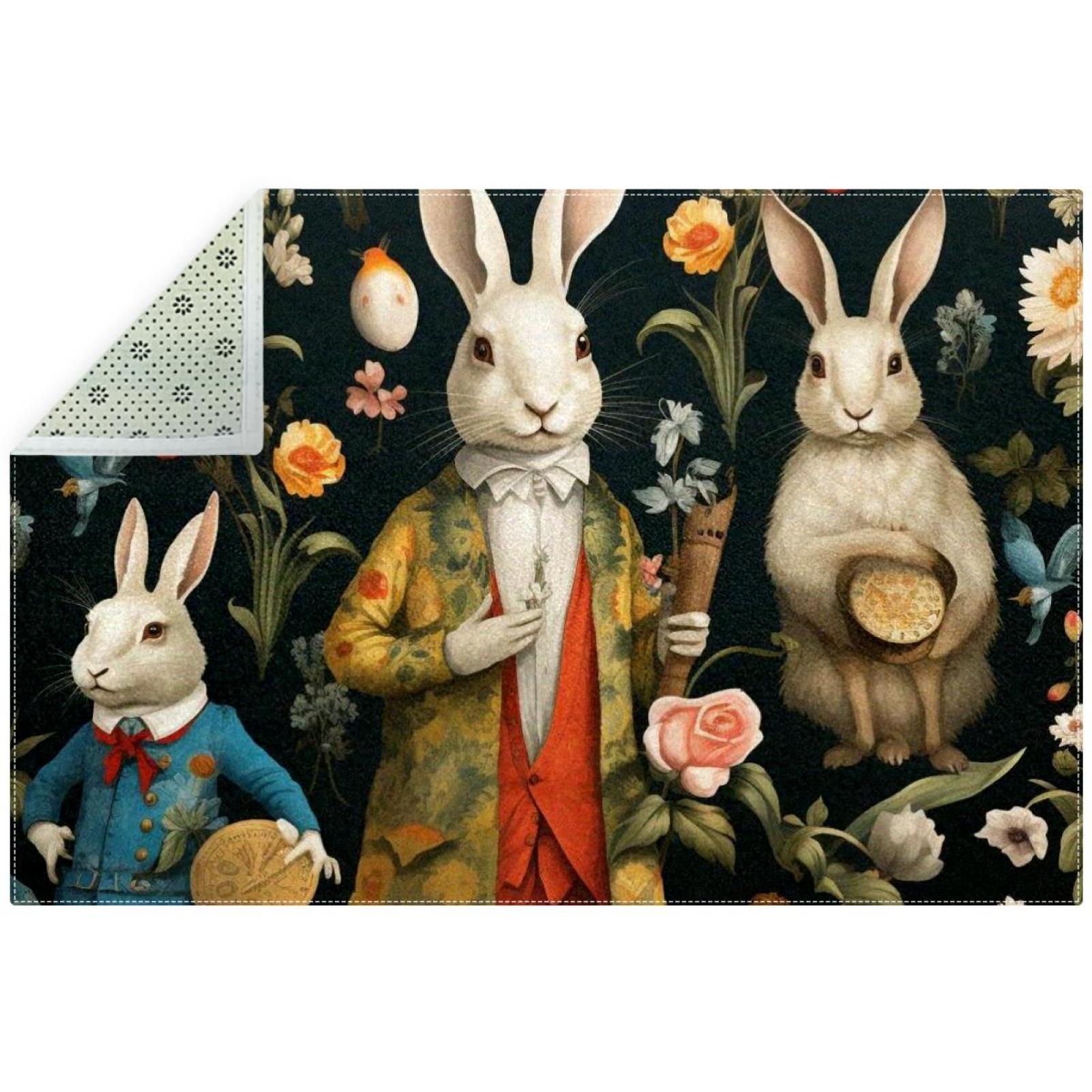 Rabbit Polyester Welcome Mat - Indoor/Outdoor Door Mat with Right-Angle ...